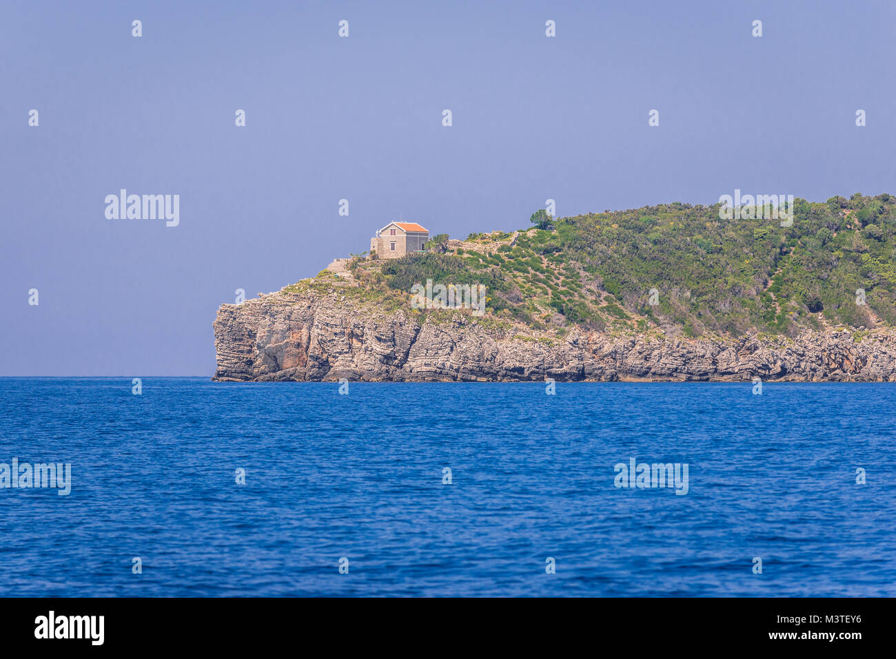 Sveti Nikola Island with building of small lighthouse on the Adriatic ...