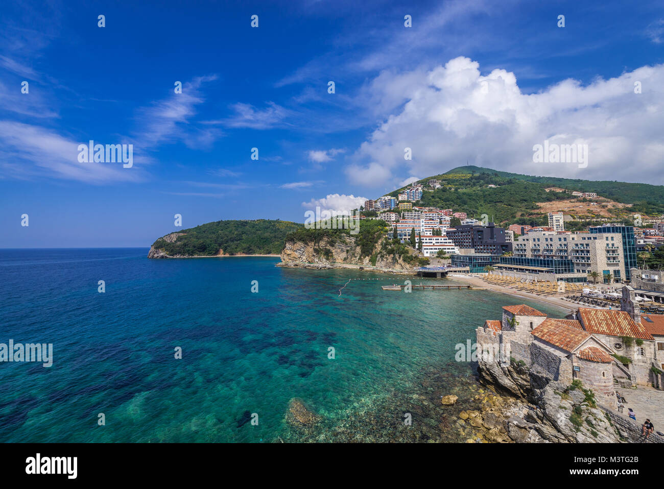 Aerial view with old churches of Saint Sava and Santa Maria in Punta on ...