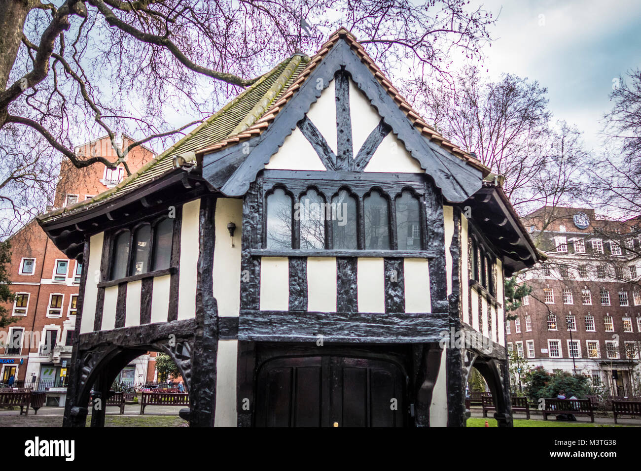 Mock Tudor gardener's hut in Soho Square, London, UK Stock Photo - Alamy