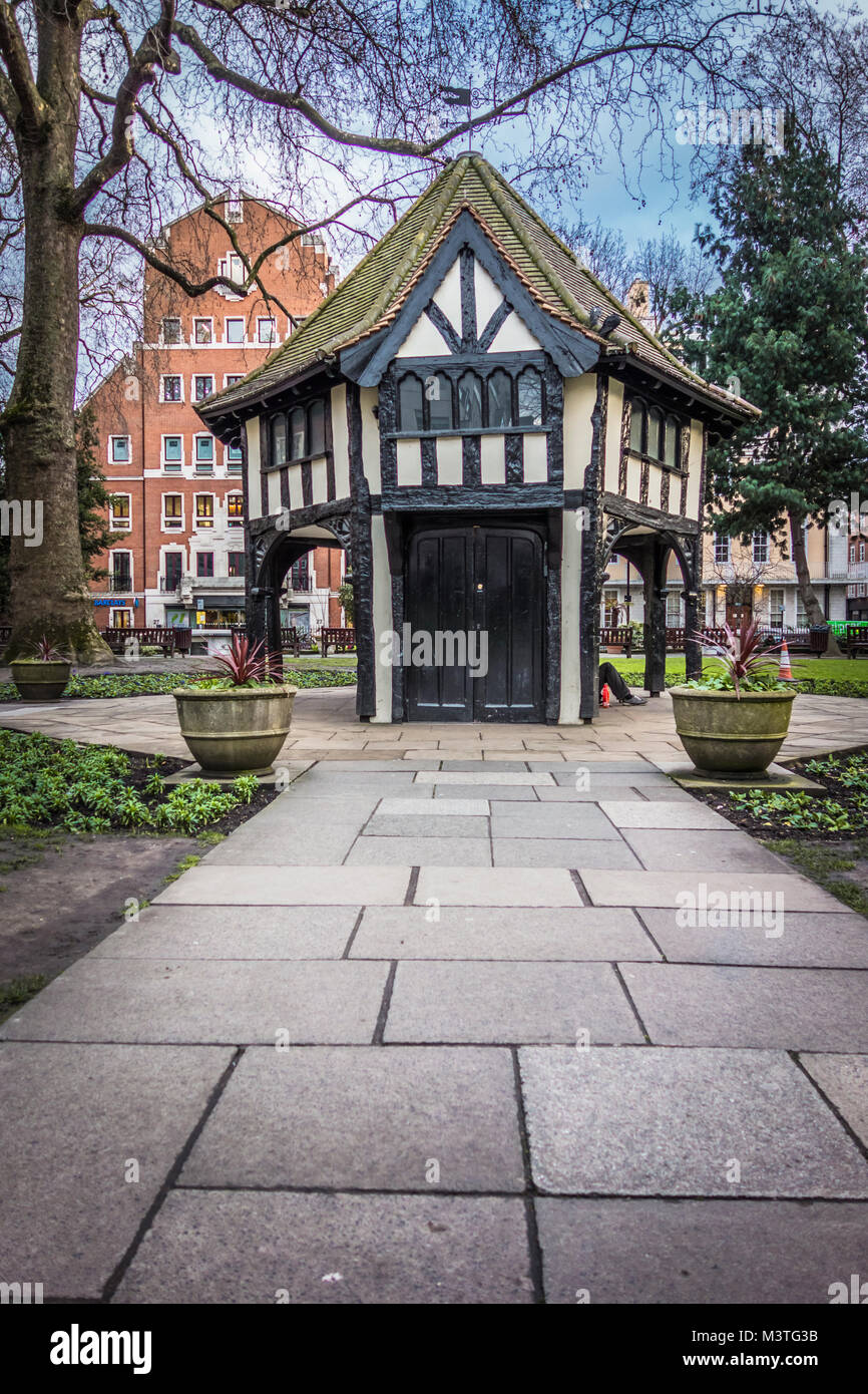 Mock Tudor gardener's hut in Soho Square, London, UK Stock Photo - Alamy