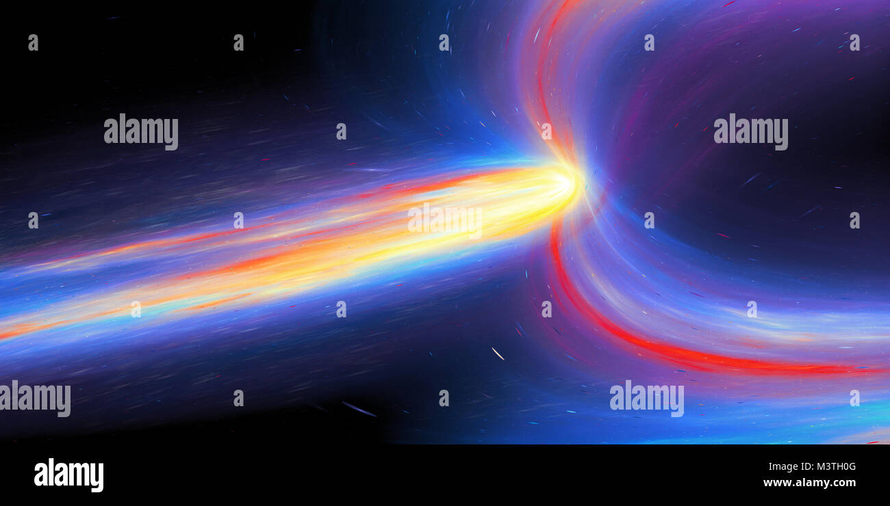 Multicolored glowing fiery comet in space, computer generated abstract ...