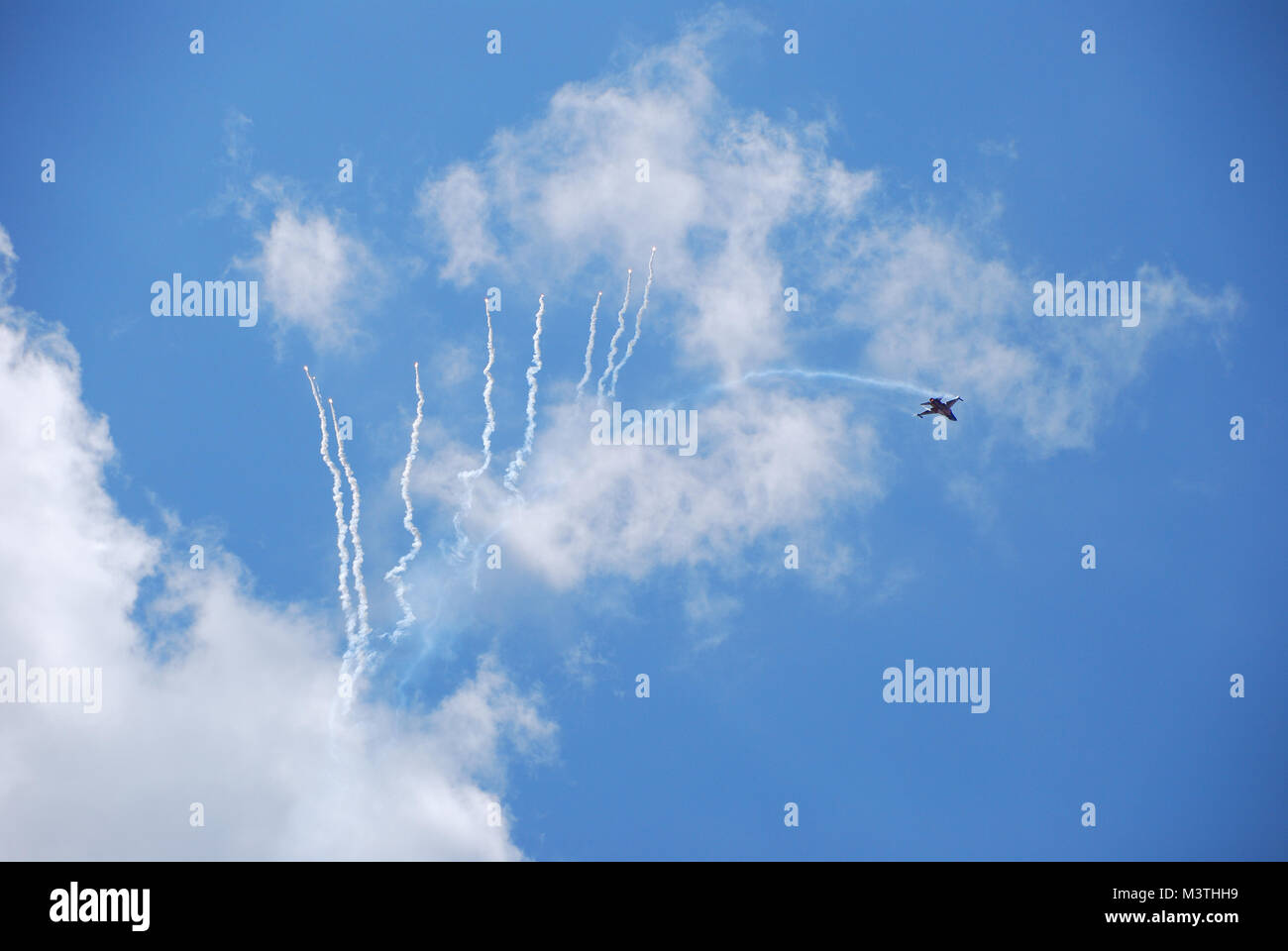 aircraft with rocket hunter makes many distractions at a flight show ...