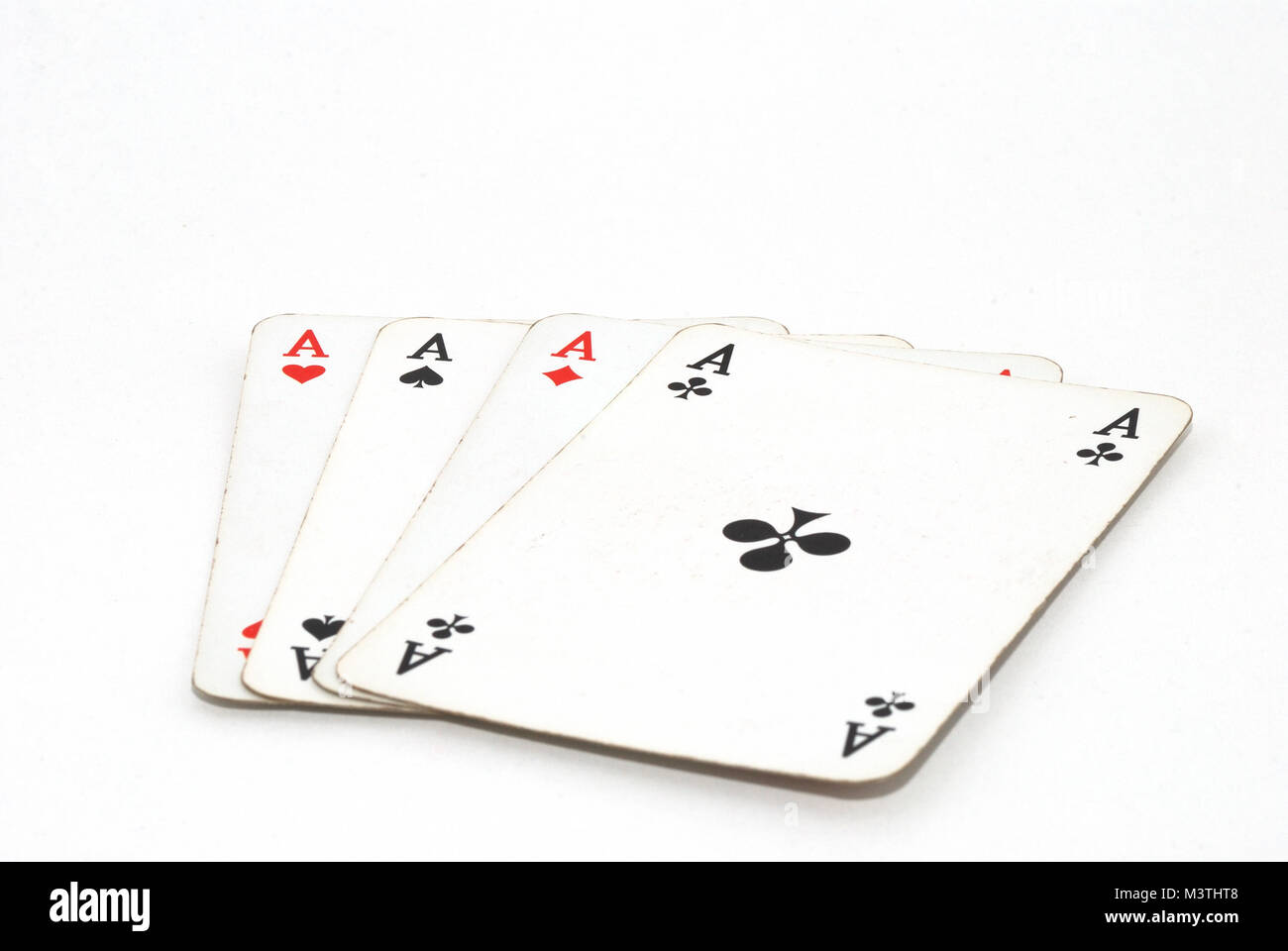 four playing cards complete ace view of playing cards on white Stock ...