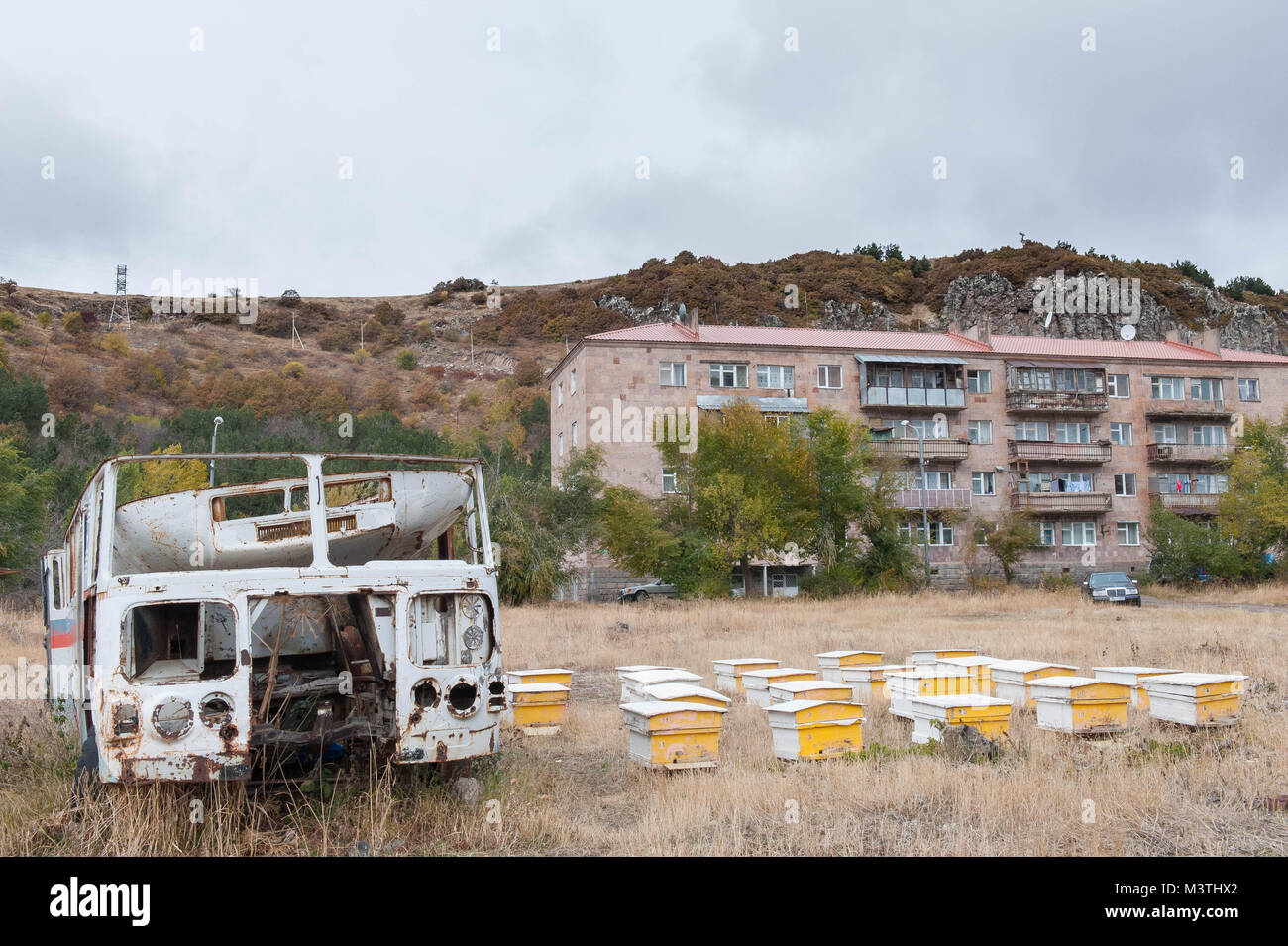 Colorful beehives in forest hi-res stock photography and images - Alamy