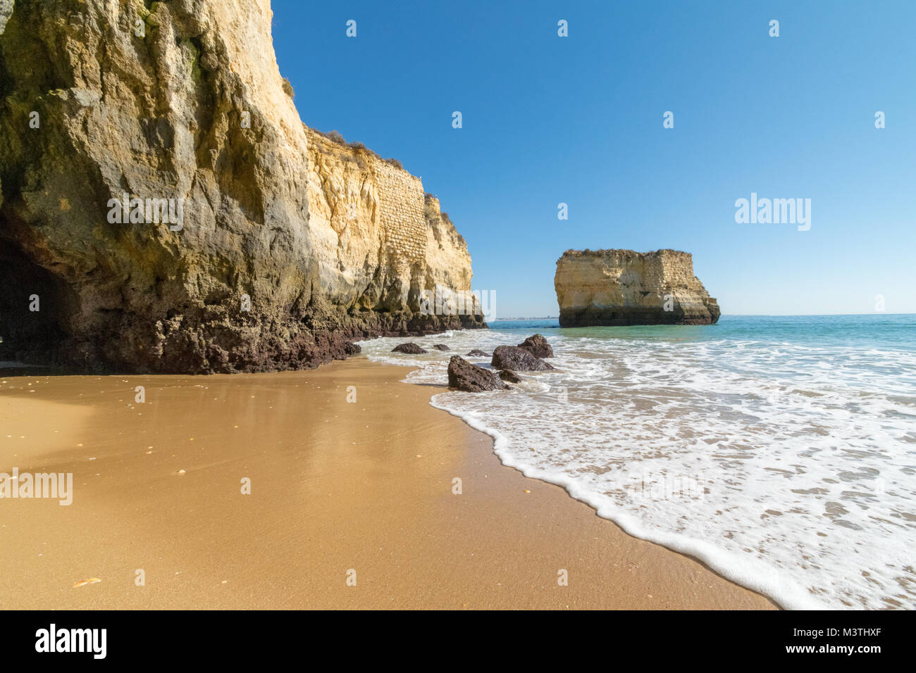 a tranquil beach scene from Lagos, Portugal Stock Photo - Alamy