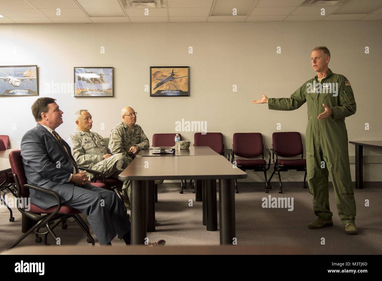 Col. Larry Shaw, 434th Air Refueling Wing commander, explains the base ...