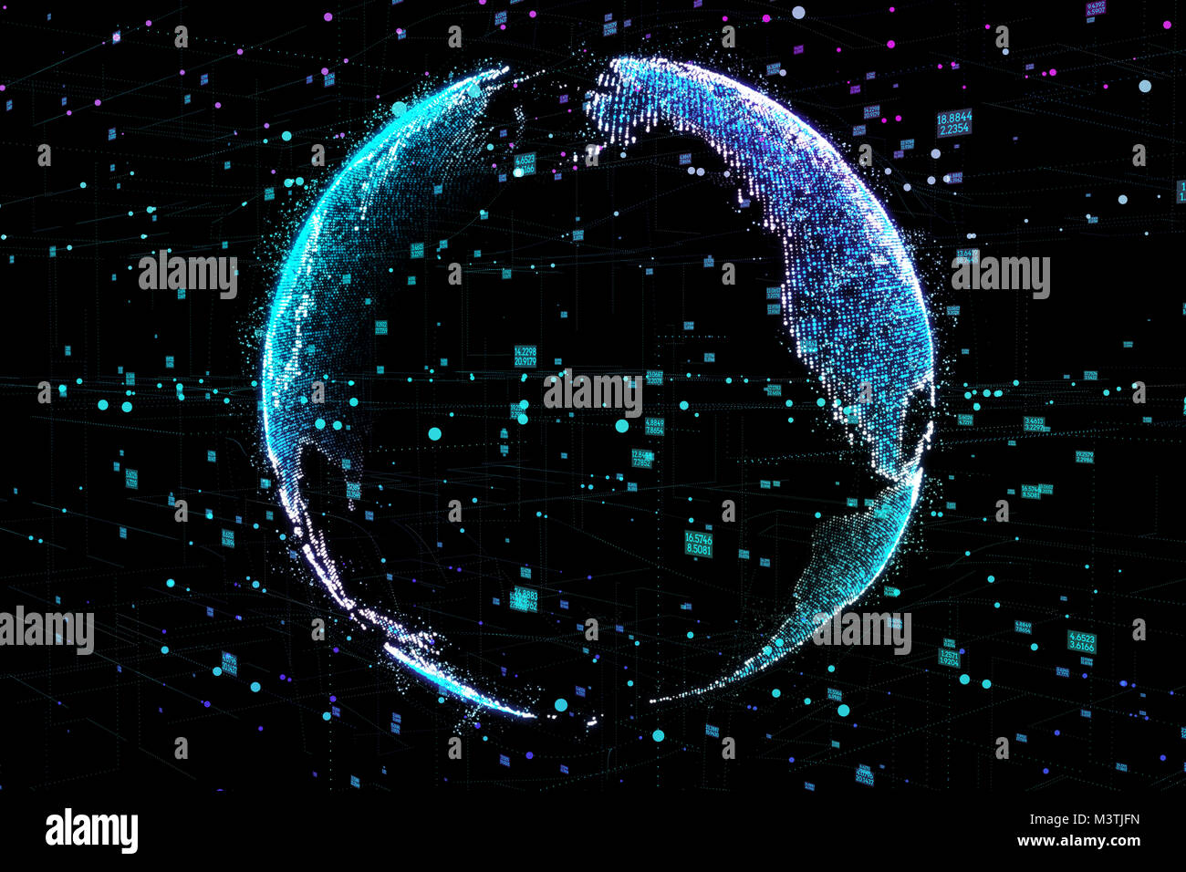 3d illustration of detailed virtual planet Earth. Technological digital ...