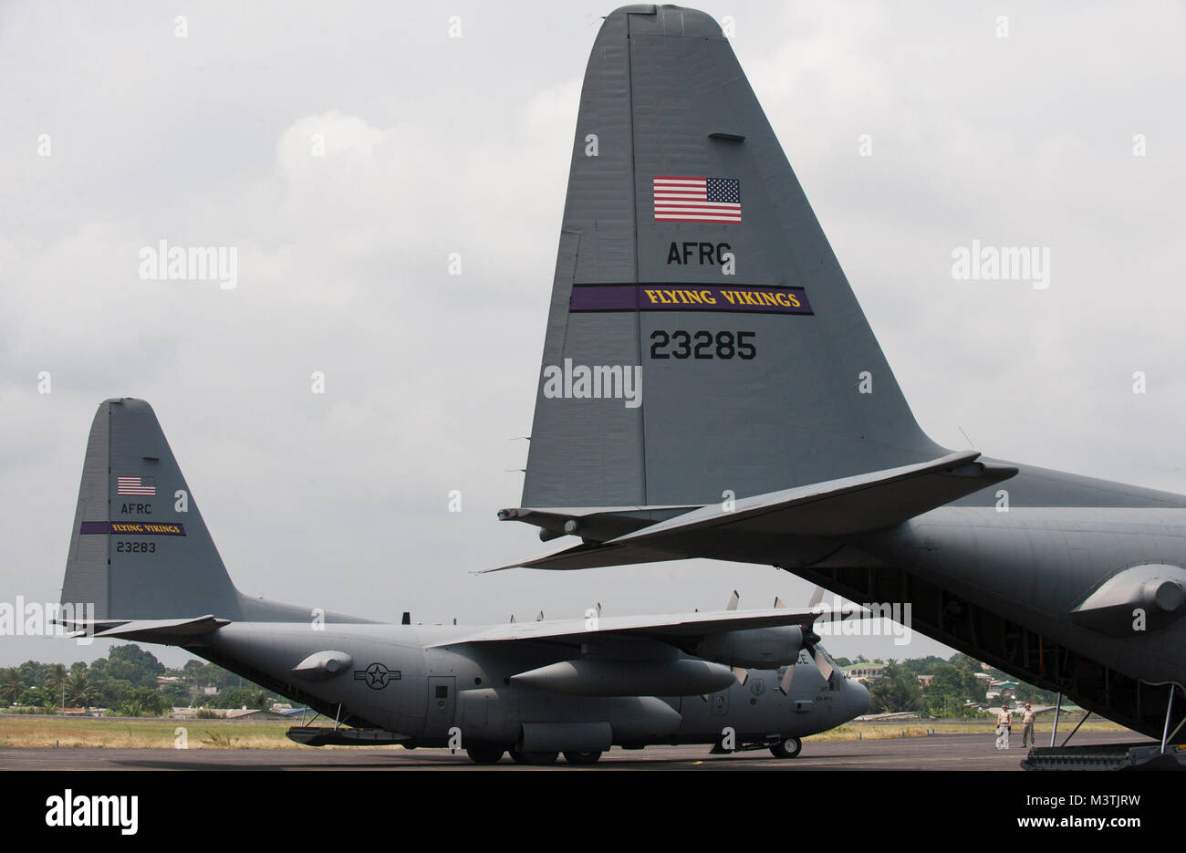 Two U.S. Air Force Reserve C-130 Hercules, assigned to the 934th ...