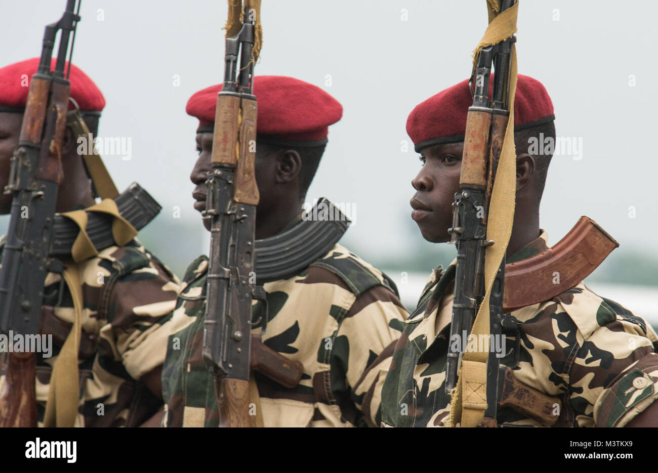 Cameroonian Soldiers march across a flight line during the closing day ...