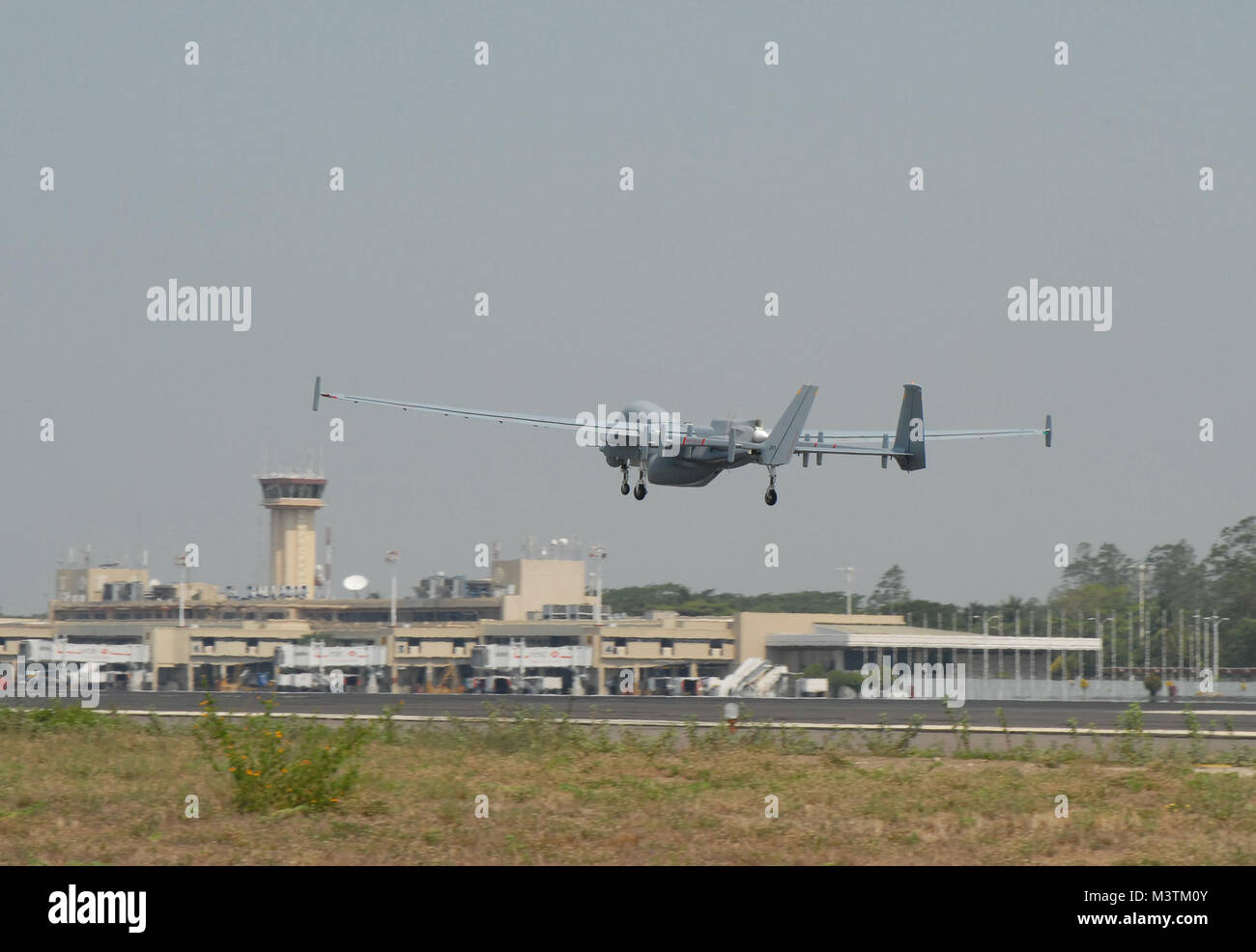 The Heron Unmanned Air Vehicle (UAV) takes off from the Comalapa ...