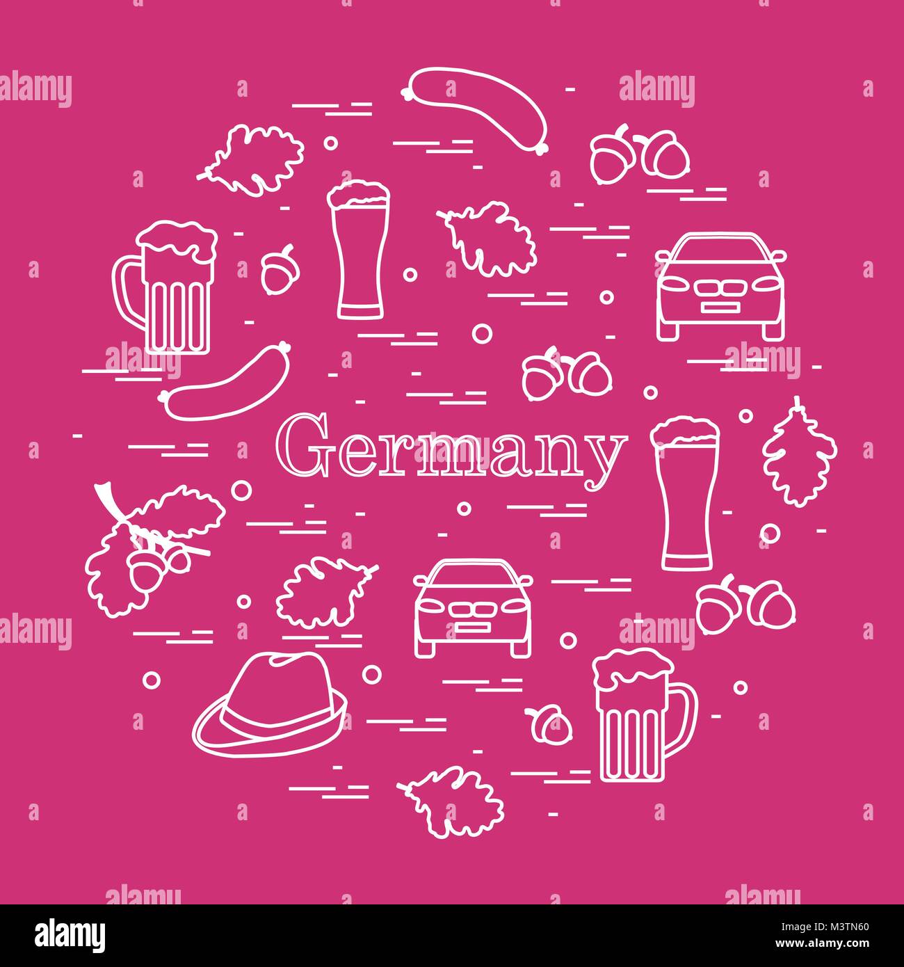Vector illustration with various symbols of Germany arranged in a ...