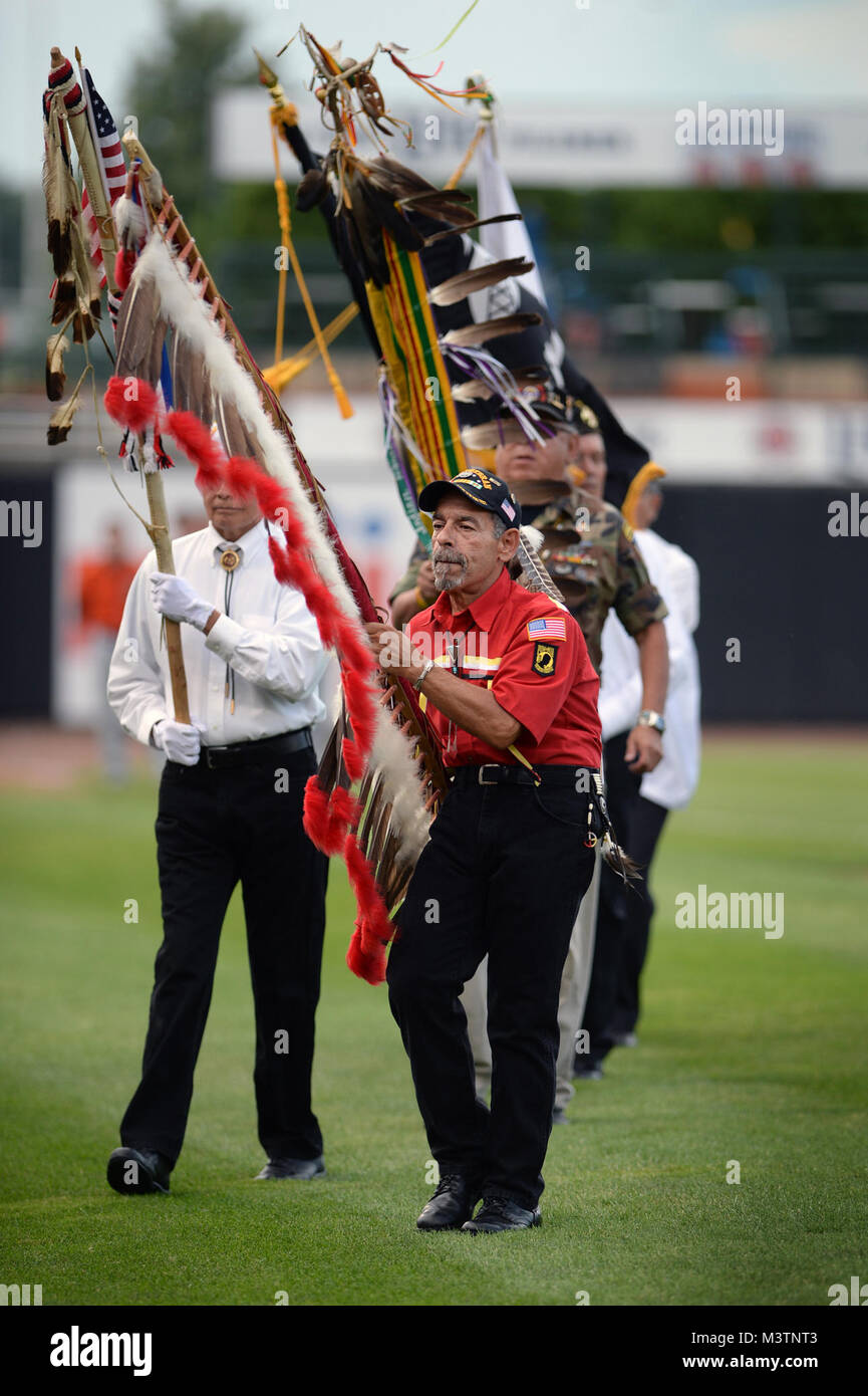 Native American Indian Veterans march the Color Guard complete with ...