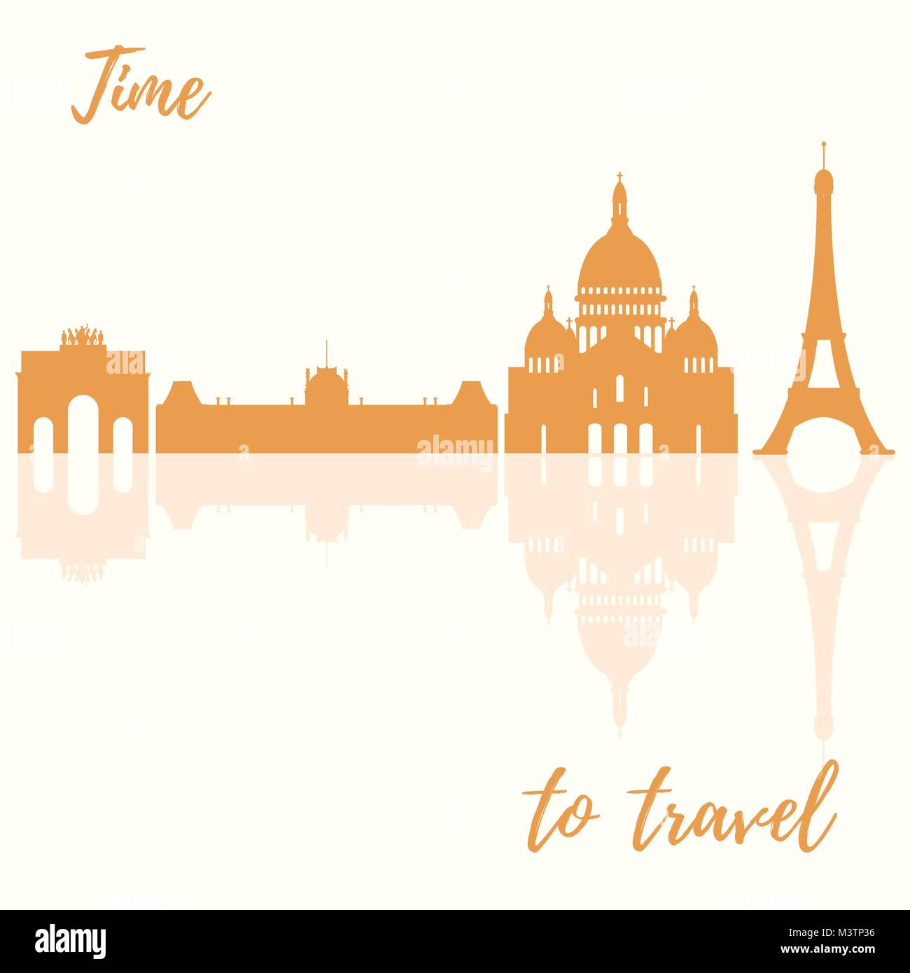 Famous buildings of Paris. Symbols and landmarks. Design for banner ...