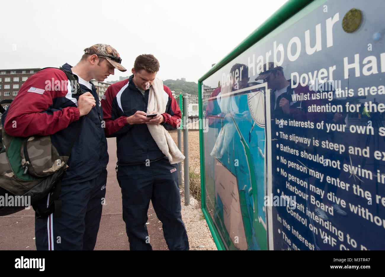 U.S. Air Force Major Casey Bowen (left) and U.S. Air Force Major Simon ...