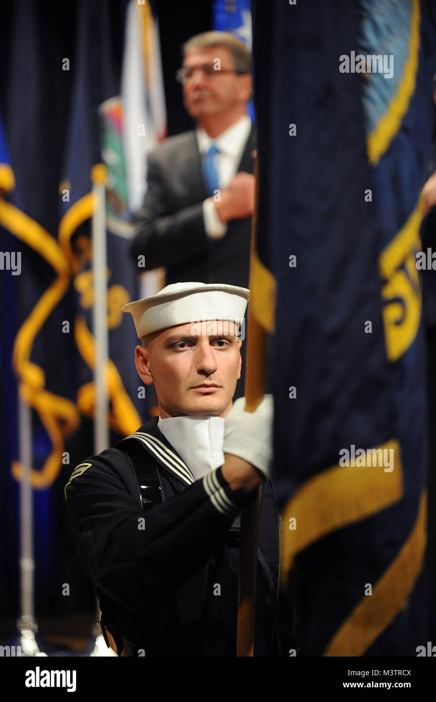 The Joint Armed Forces Color Guard “Present the Colors” as Secretary of ...