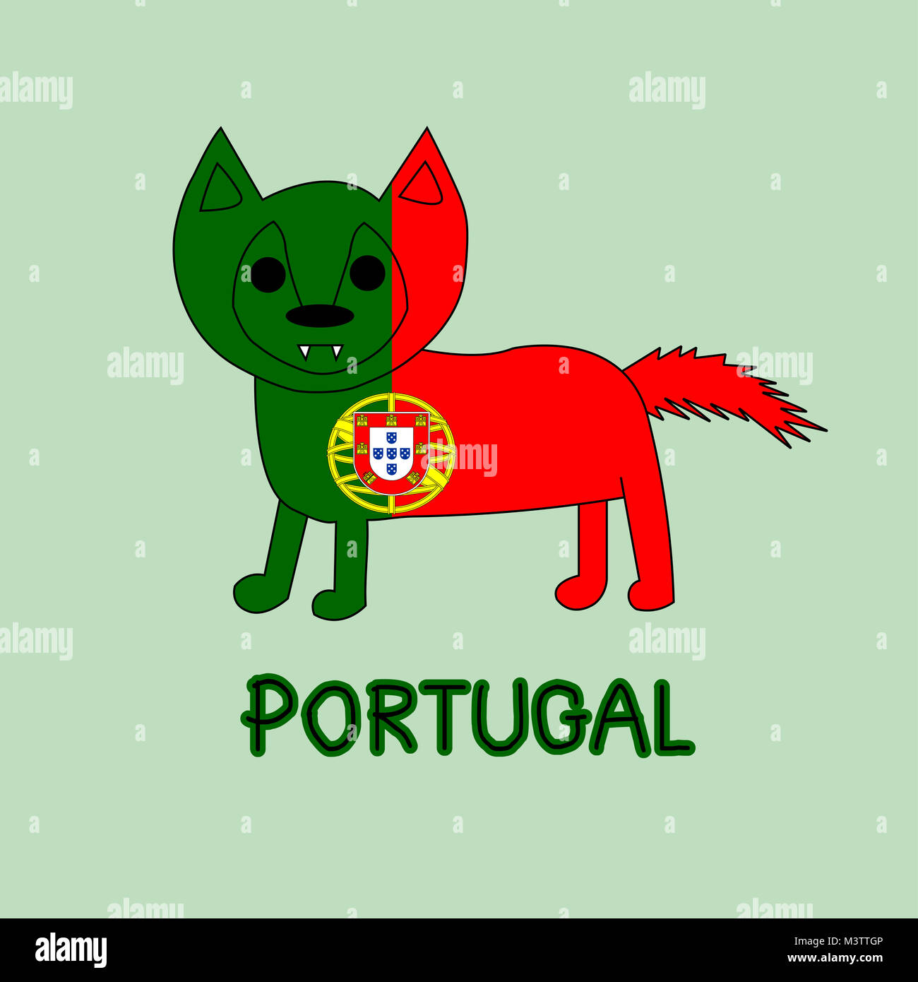 Color Imitation of Portugal Flag with Wolf, National Animal Stock Photo ...