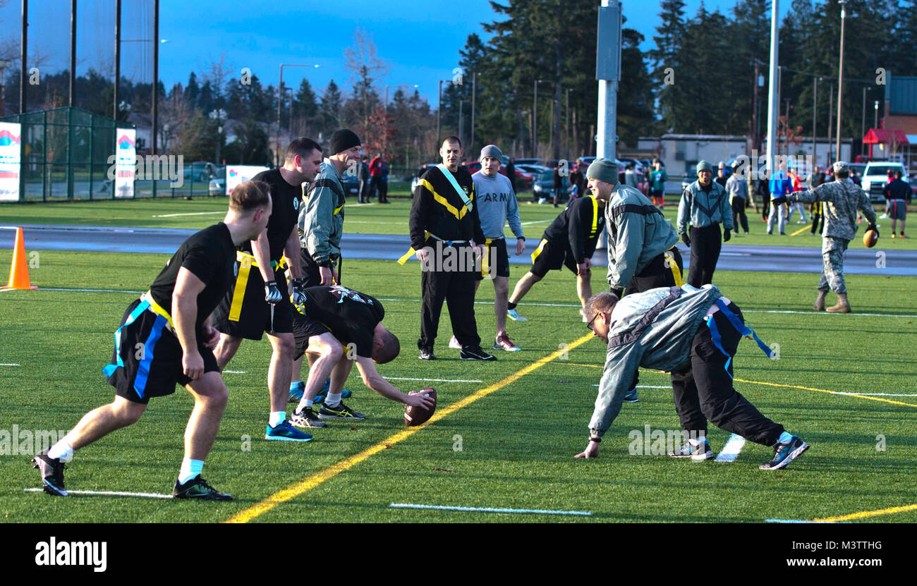Soldiers of 1-2 Stryker Brigade Combat Team played flag football games ...