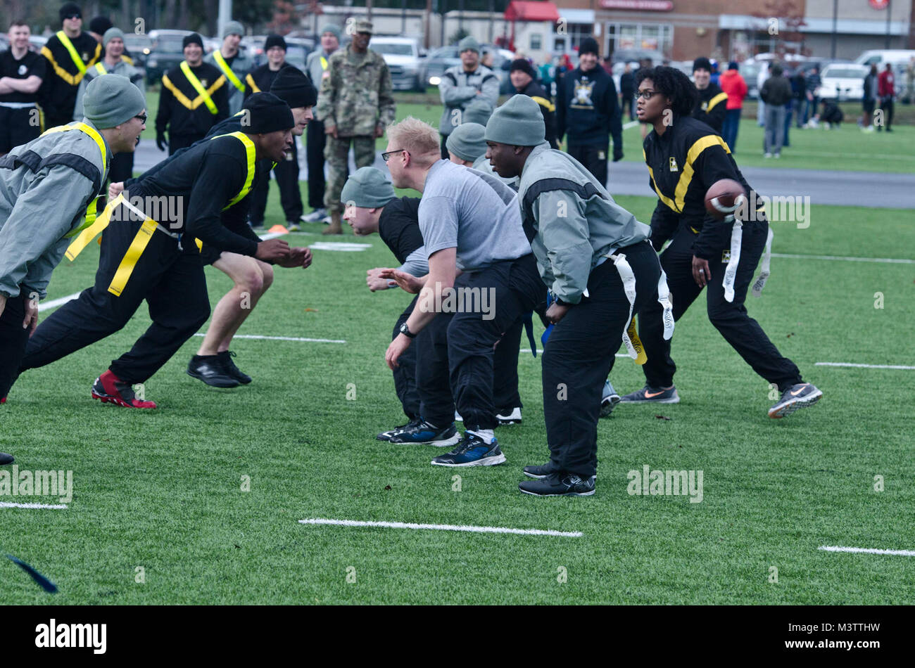 Soldiers of 1-2 Stryker Brigade Combat Team played flag football games ...