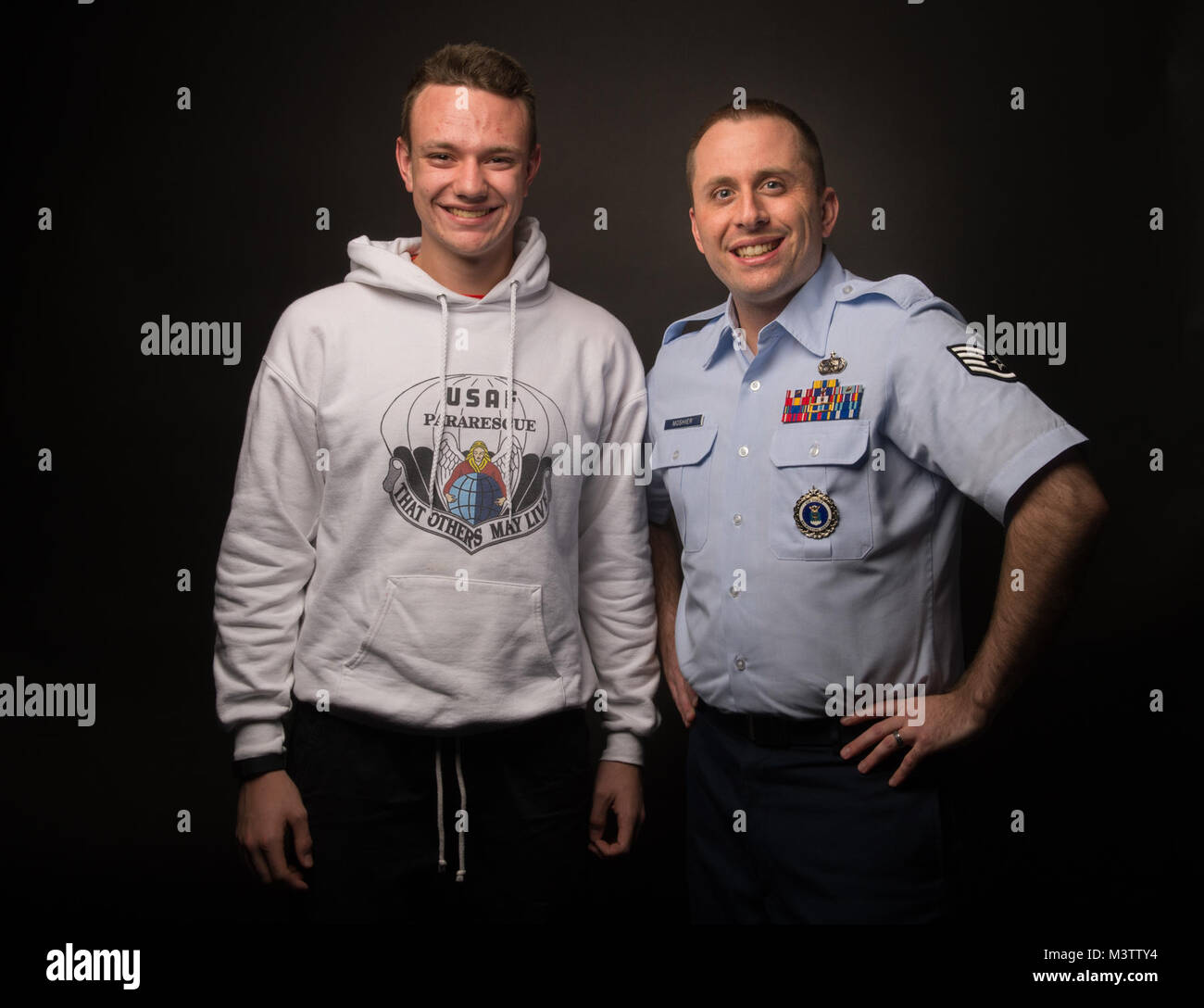 Dalton Crump stands with his recruiter, Staff Sgt. Geoffrey Moshier ...