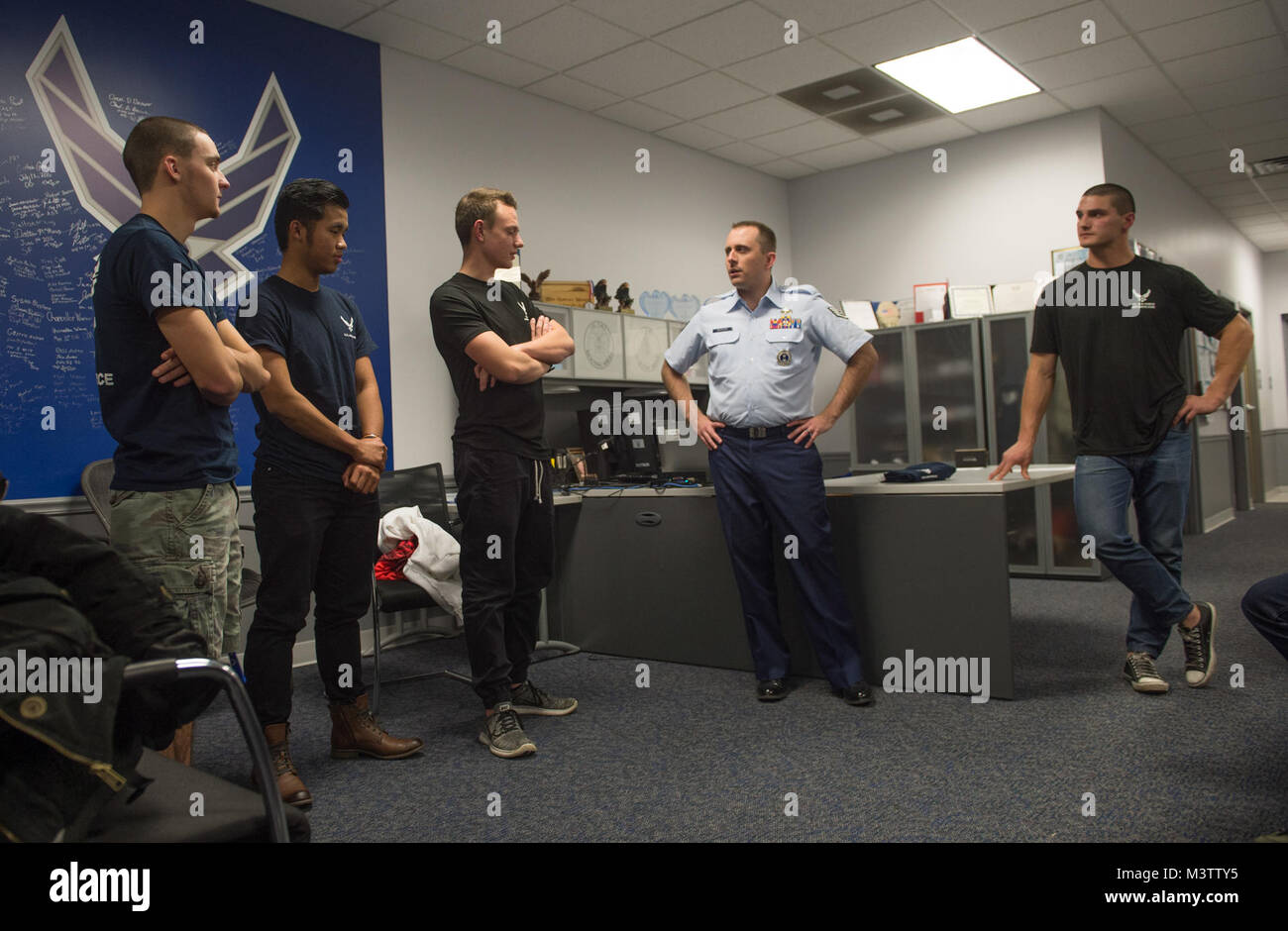 U.S. Air Force delayed-entry program recruits receive an informal ...