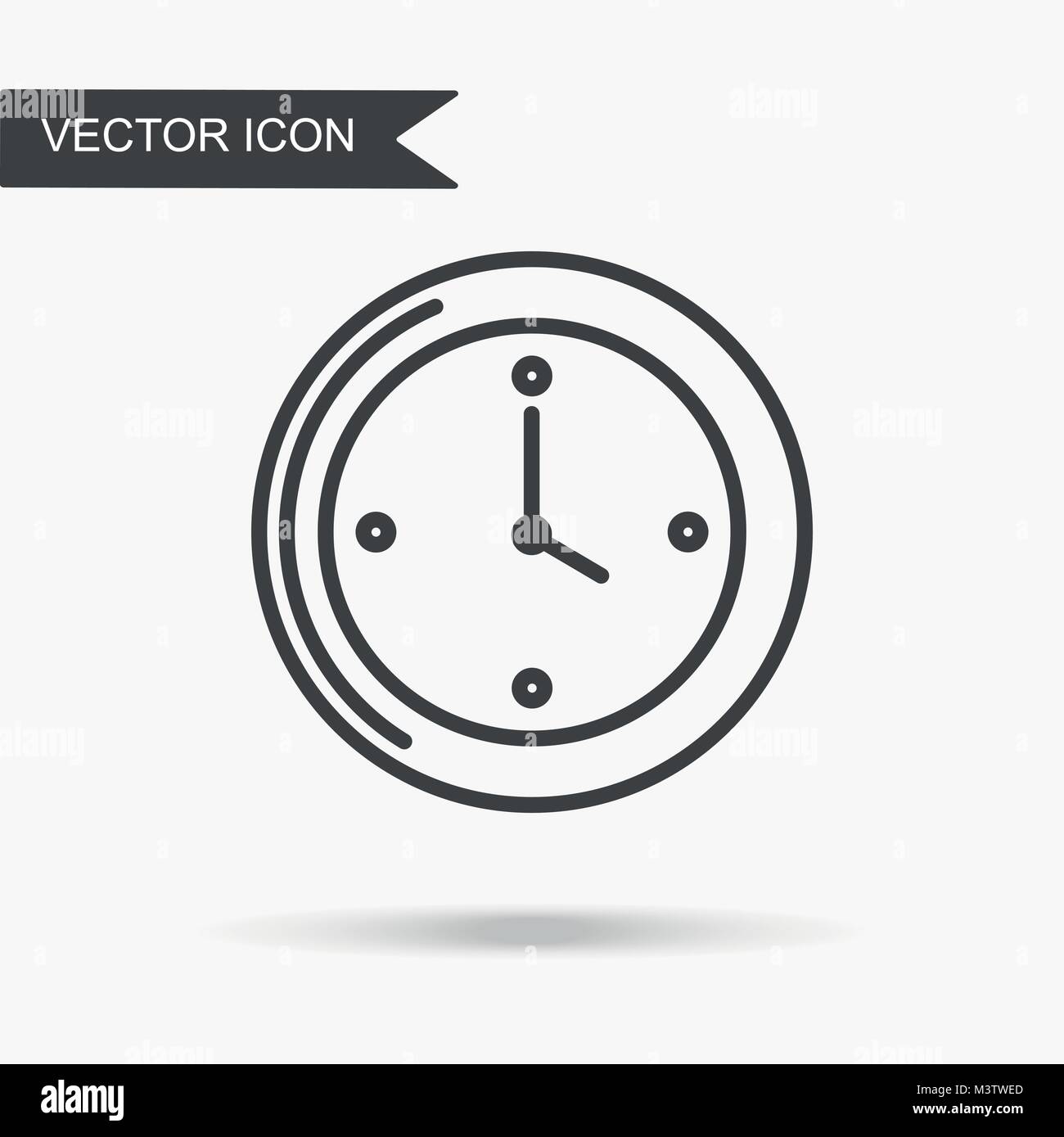 Modern and simple vector illustration of a wall clock. Flat image with ...