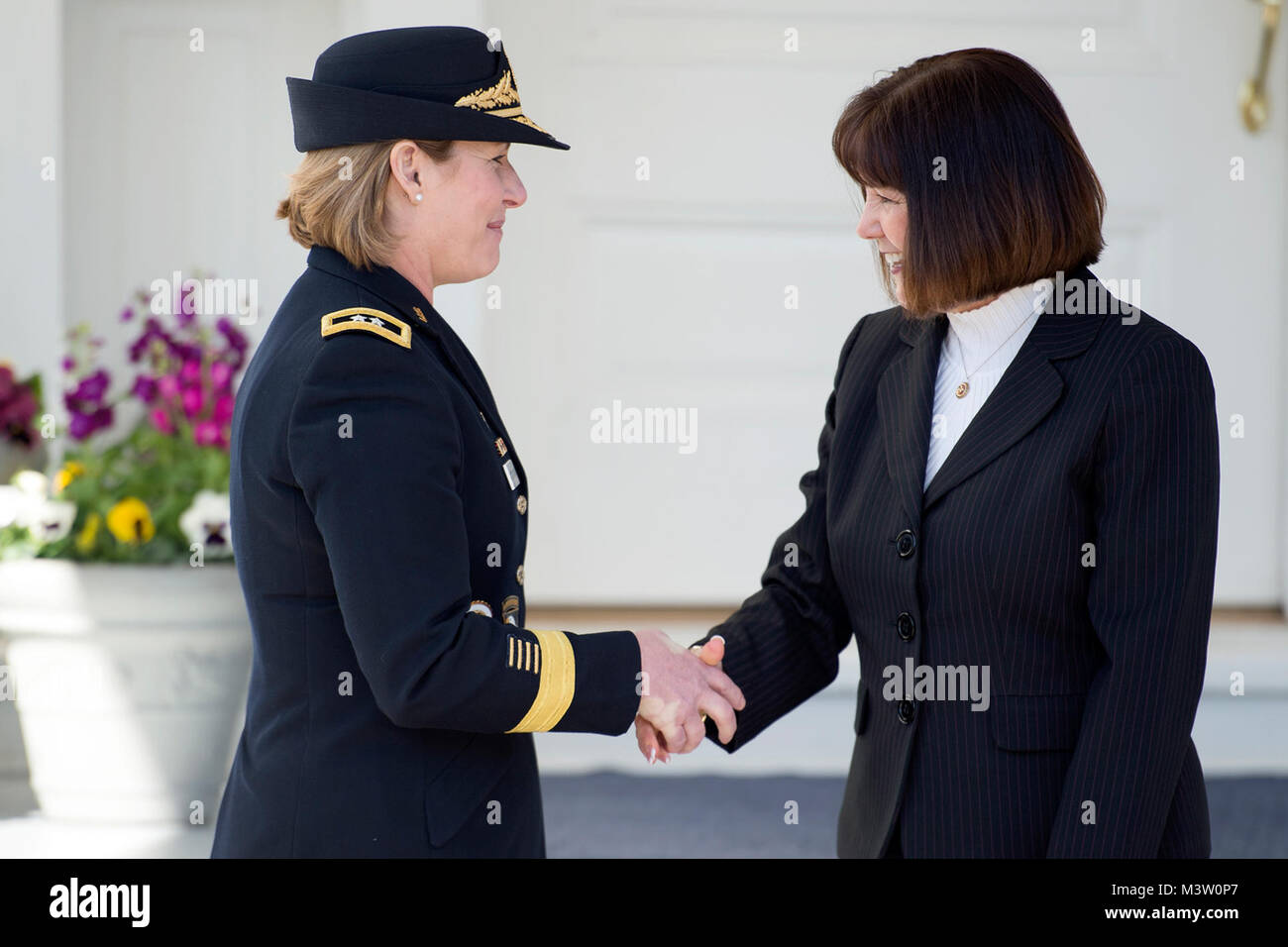 Second Lady Karen Pence, right, welcomes Army Maj. Gen. Laura ...