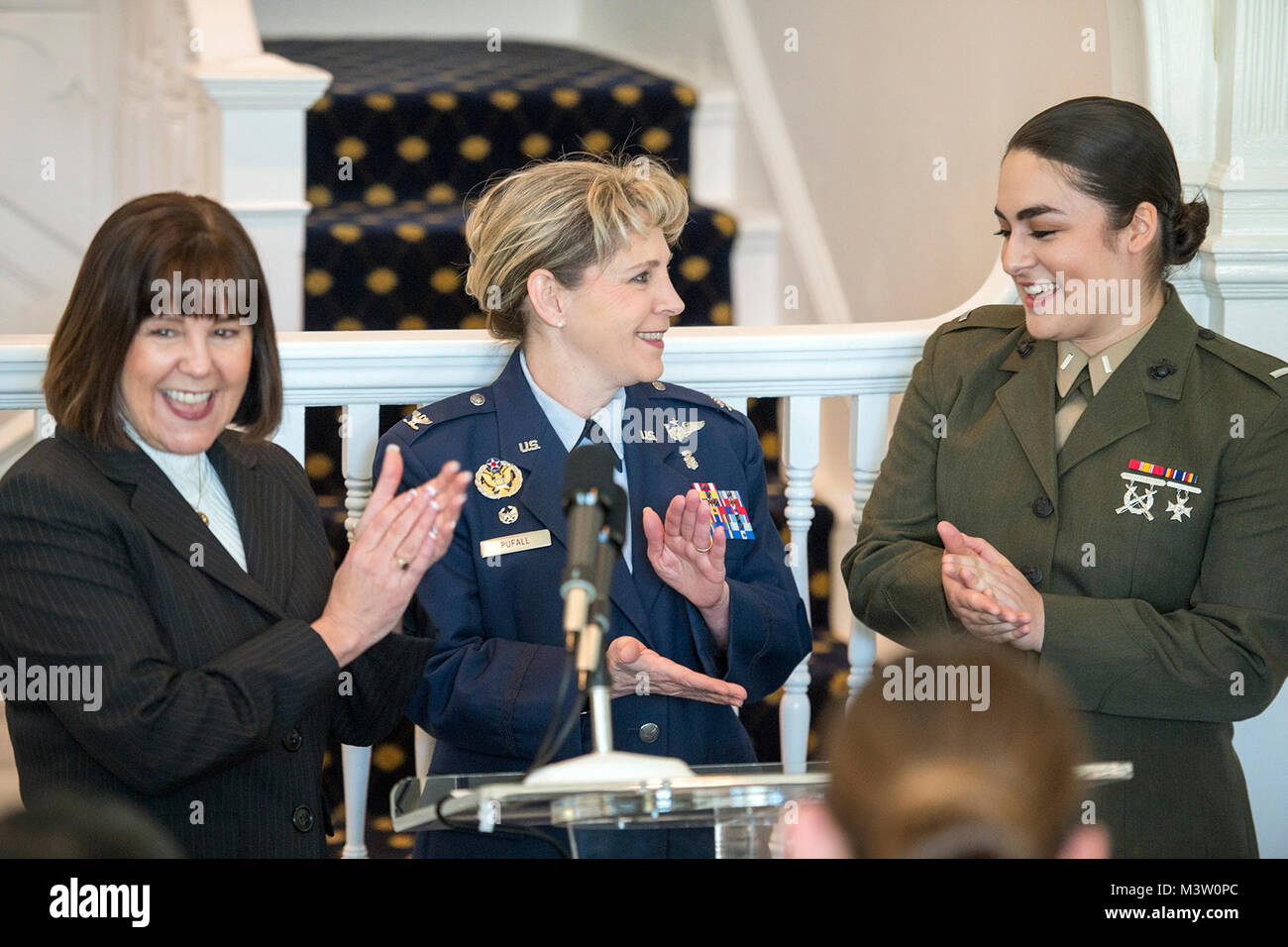 Second Lady Karen Pence, left, Air Force Col. Michelle Pufall, center ...