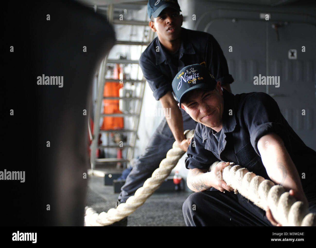 SAN DIEGO (April 25, 2017) Seaman Leamsi Perezmartinez, left, a native ...