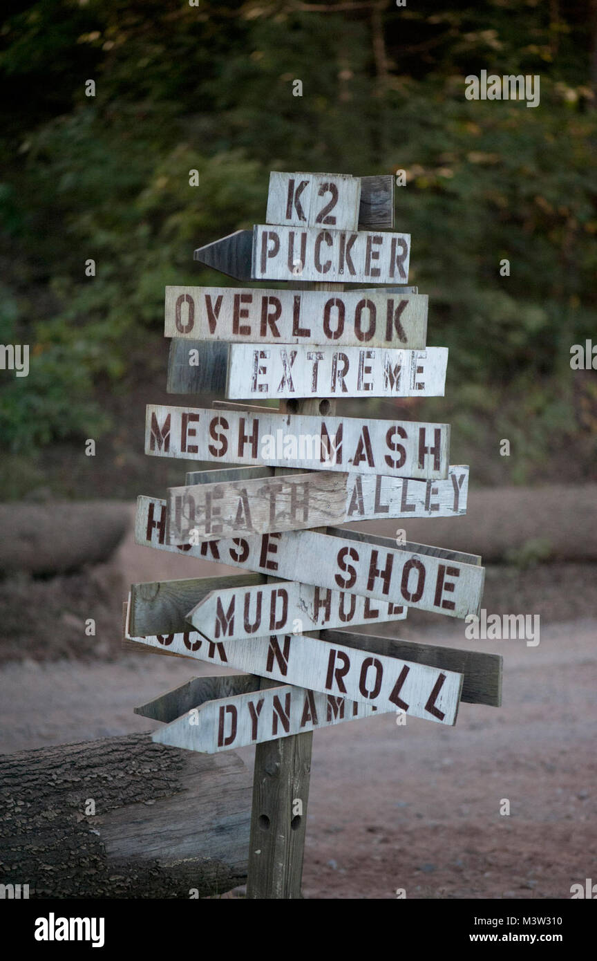 A sign showing the obstacles drivers go through during off-road events ...