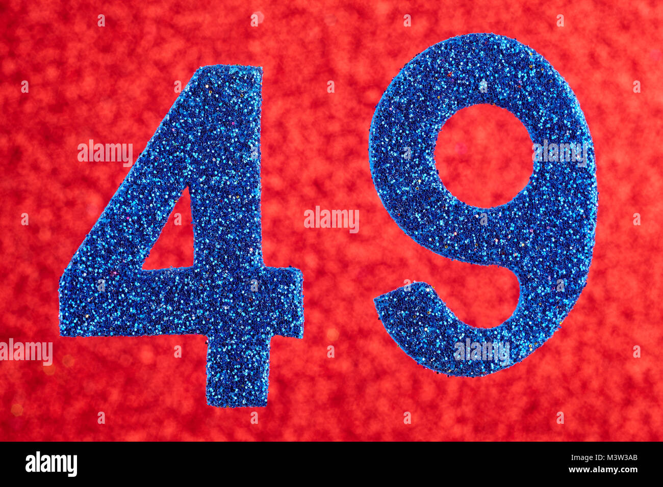 Number forty-nine blue color over a red background. Anniversary ...