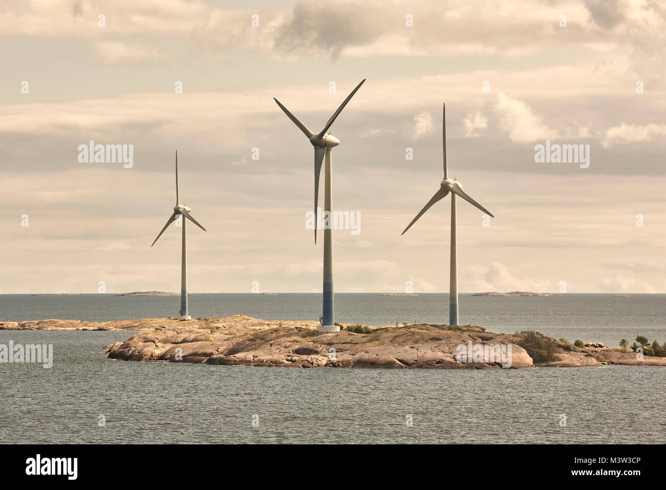 Wind turbines in the baltic sea. Renewable energy. Finland seascape ...