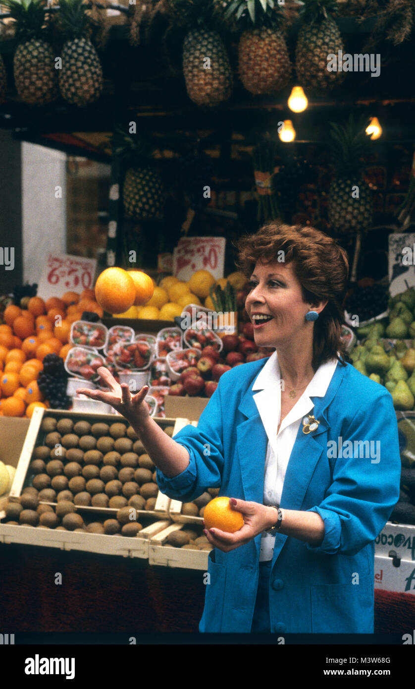 British singer Helen Shapiro juggling with oranges during the ...