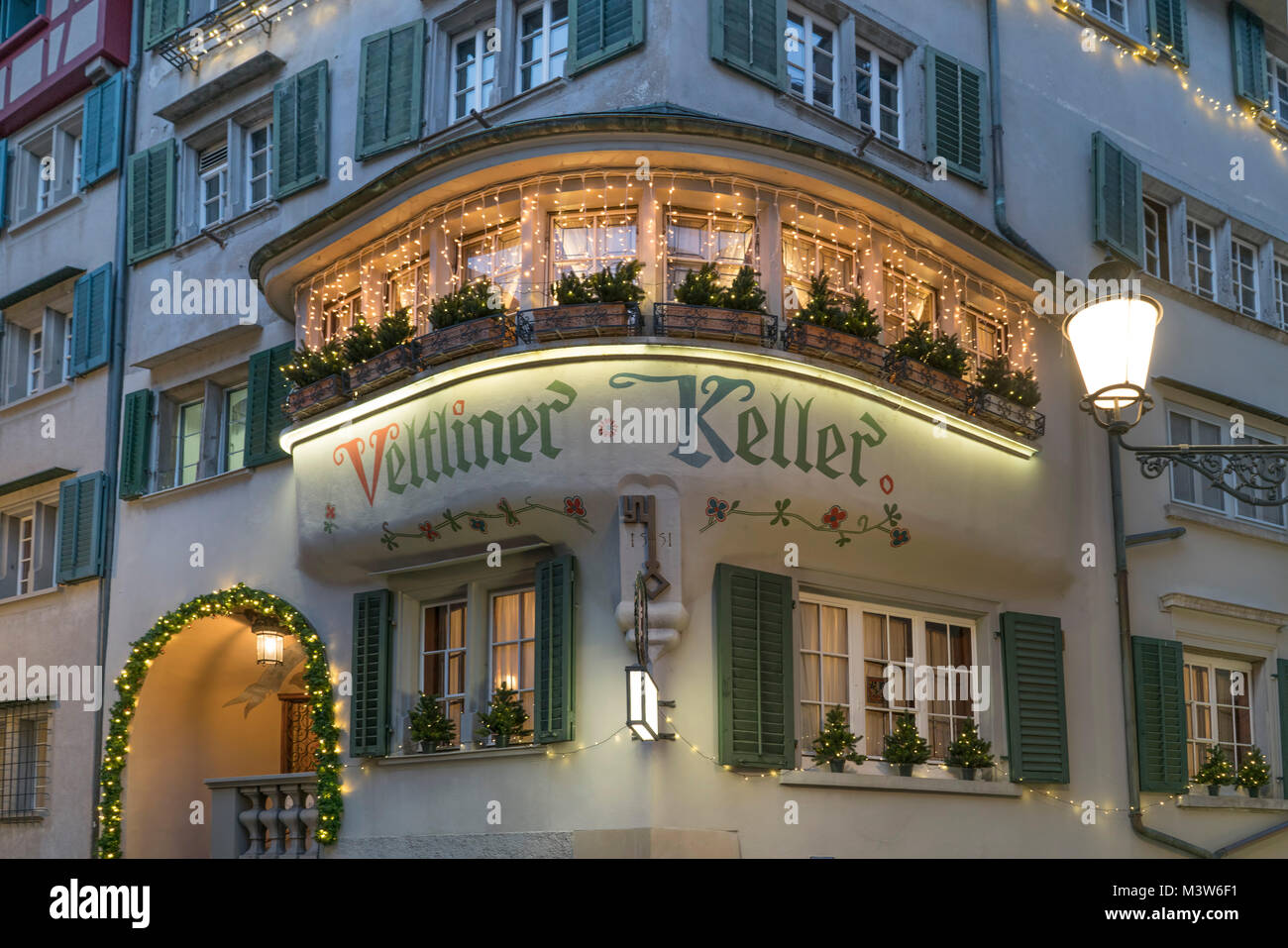 Veltliner Keller, old restaurant since 1551, old city center, Zurich ...