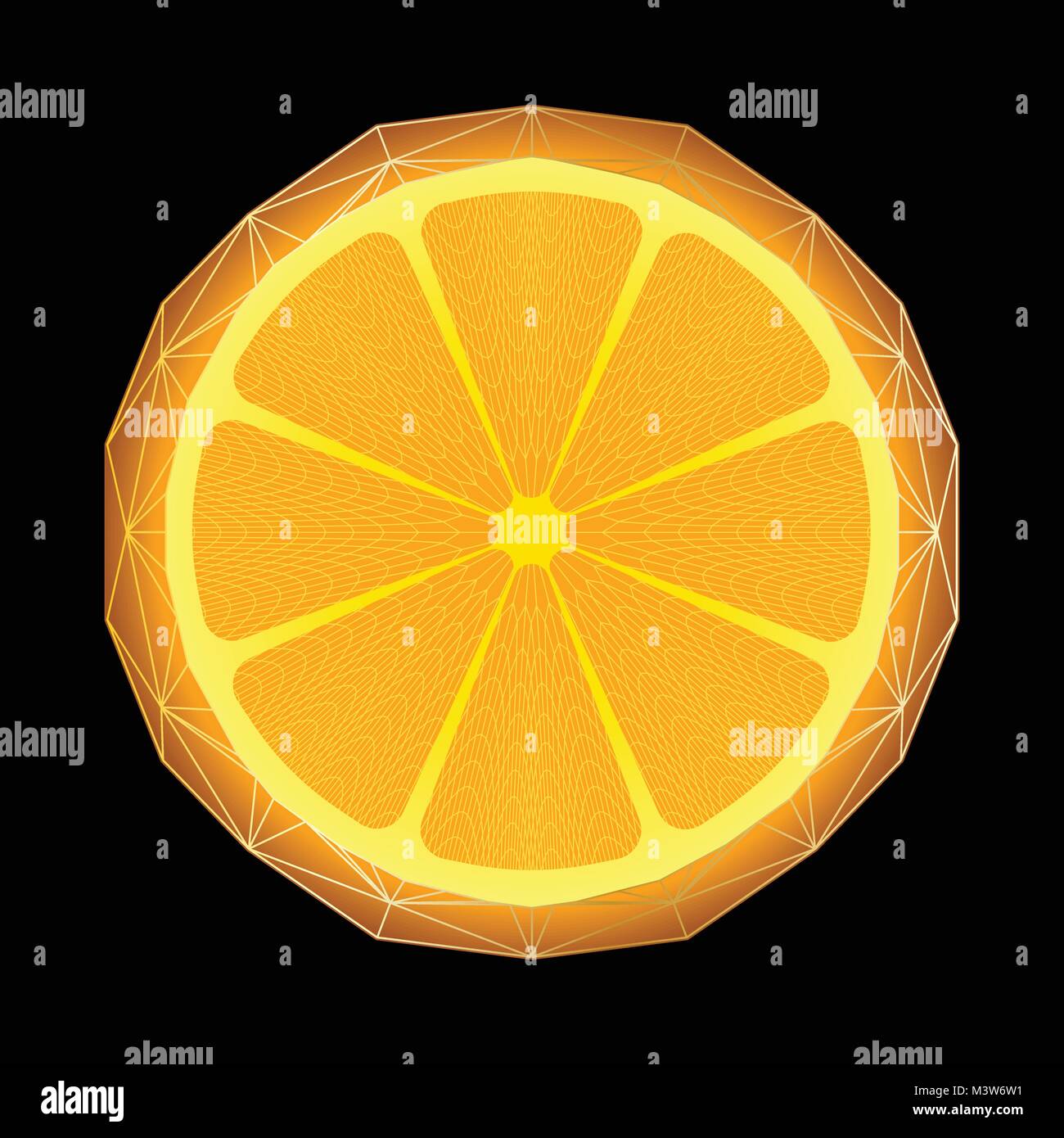 Vector illustration of stylized orange with triangle polygon structure ...