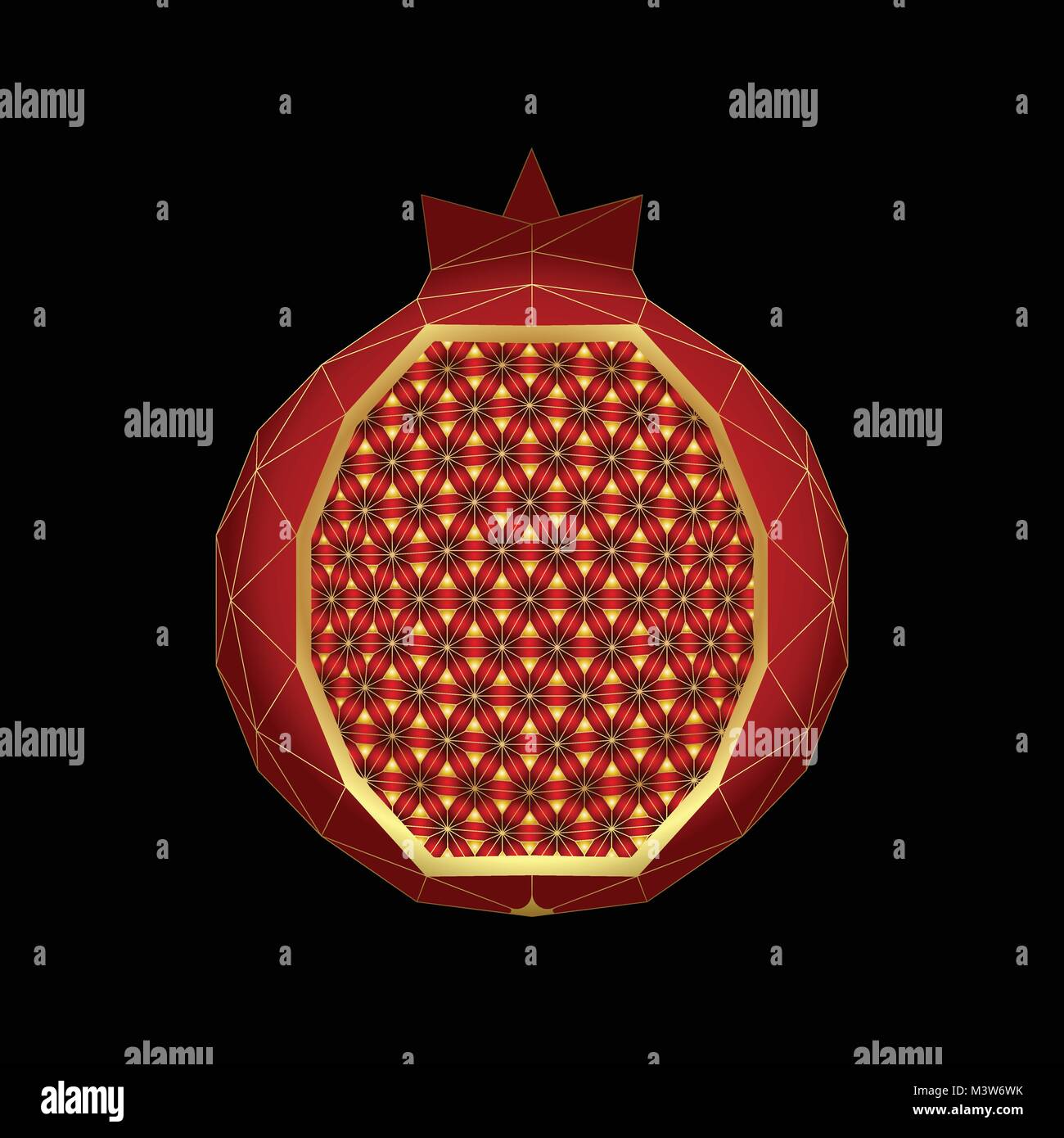Vector illustration of stylized pomegranate with triangle polygon ...