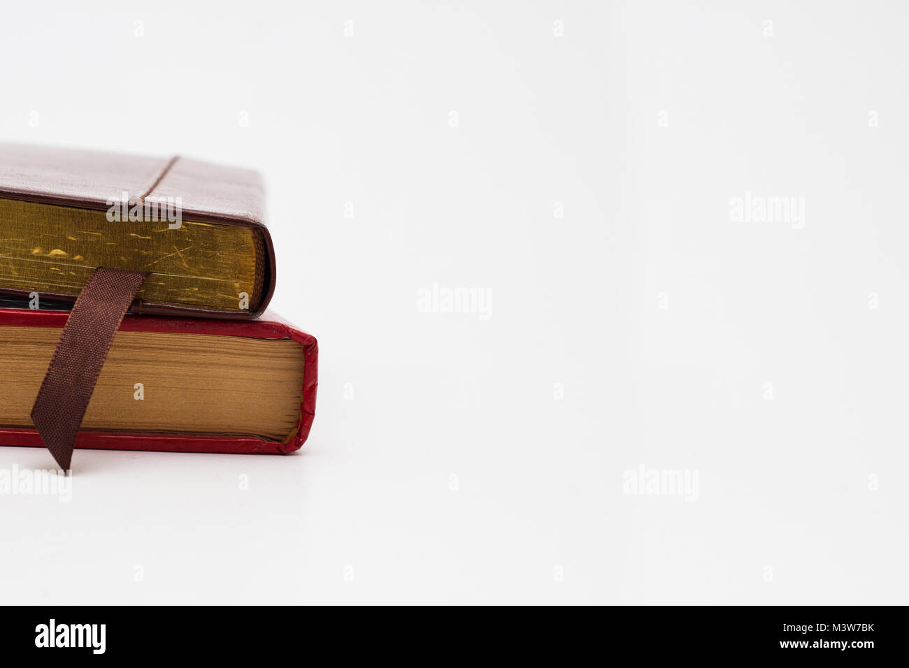 Books stacking on white background Stock Photo - Alamy