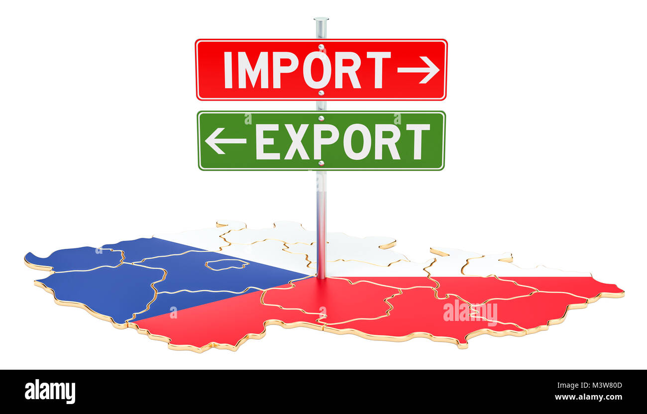 Import and export in Czech Republic concept, 3D rendering isolated on white background Stock ...