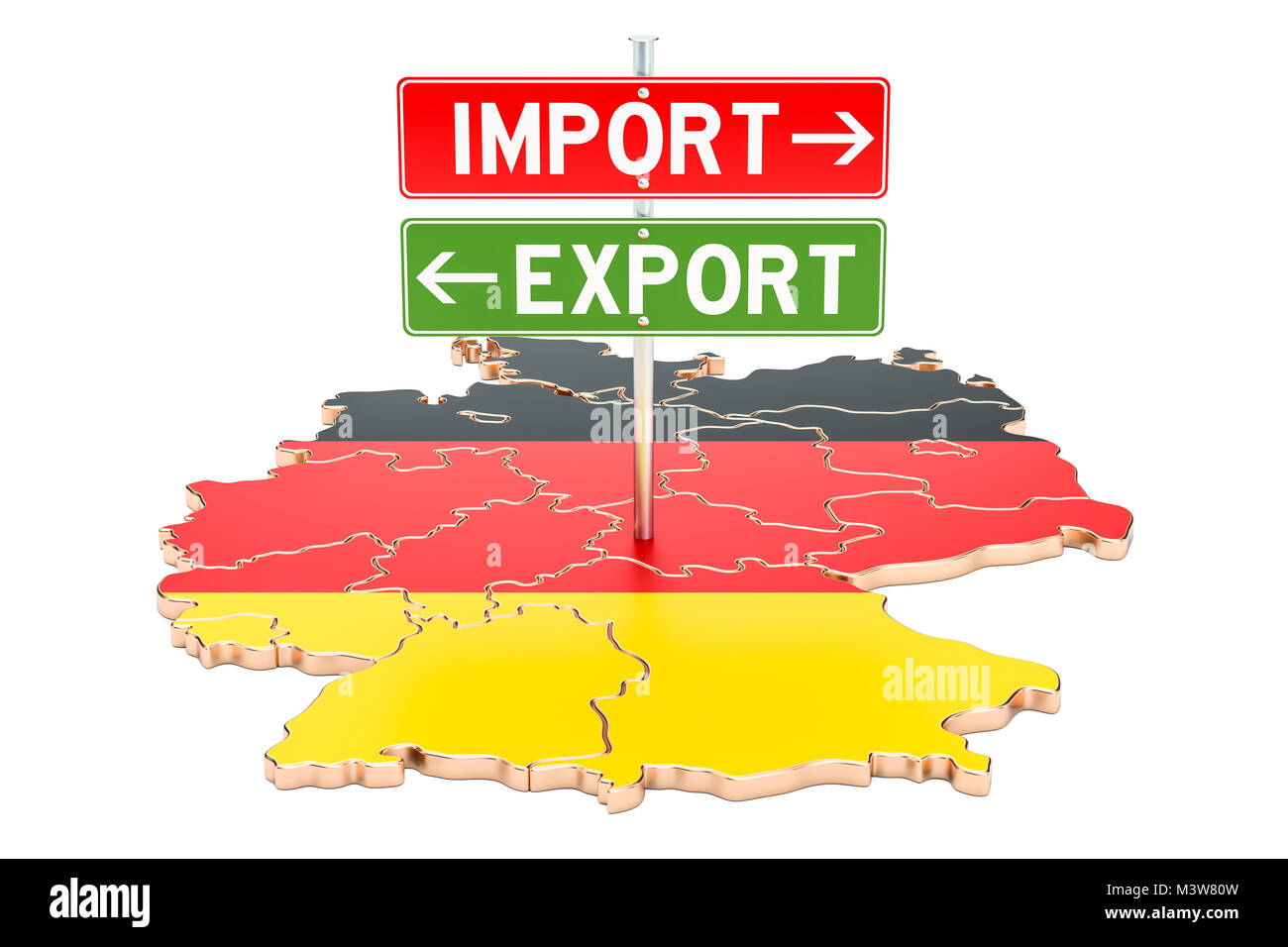 Import and export in Germany concept, 3D rendering isolated on white ...