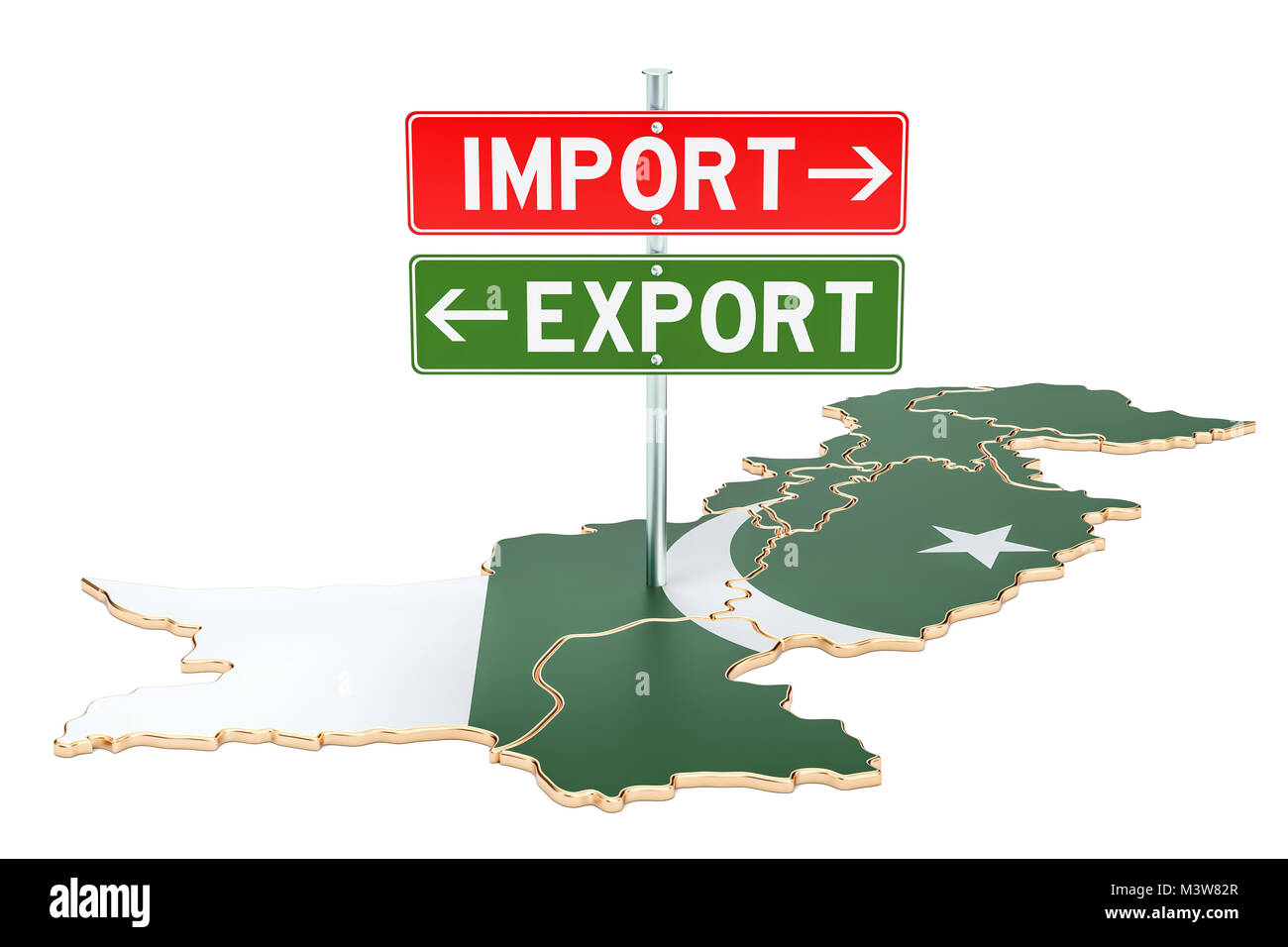 Import and export in Pakistan concept, 3D rendering isolated on white ...