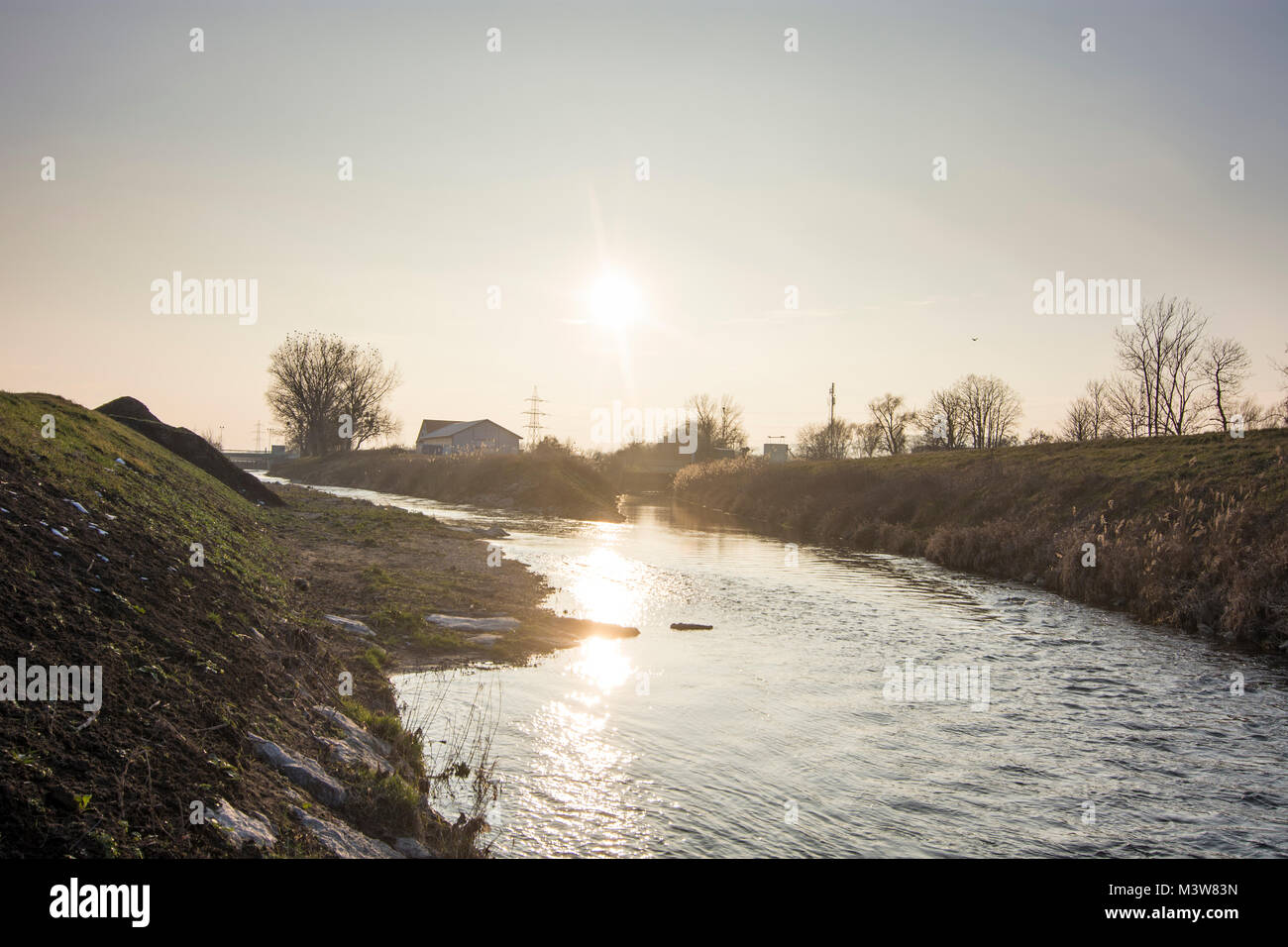 Achau: confluence of river Schwechat and Mödlingbach, Wienerwald ...