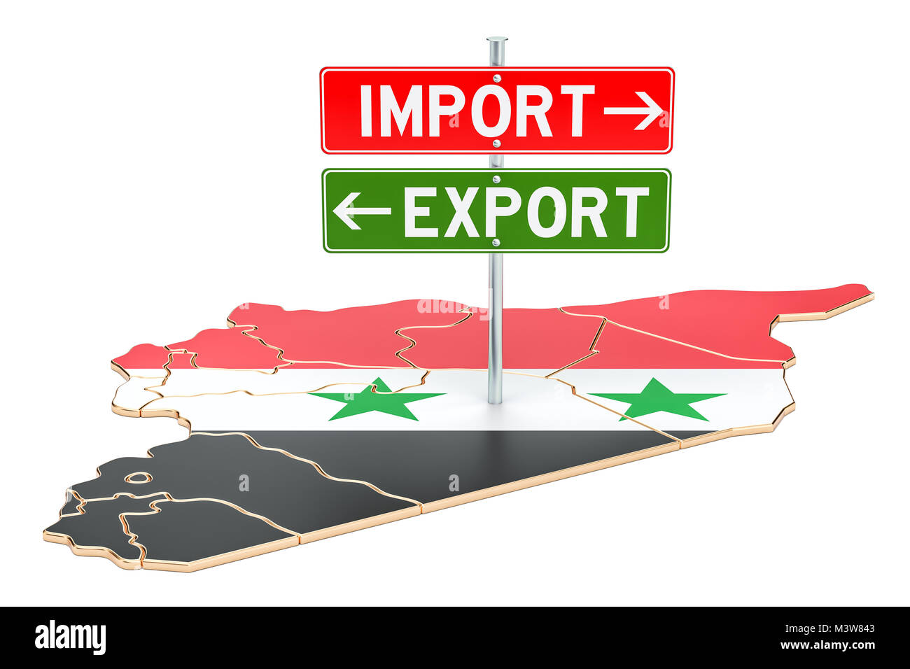 Import and export in Syria concept, 3D rendering isolated on white ...