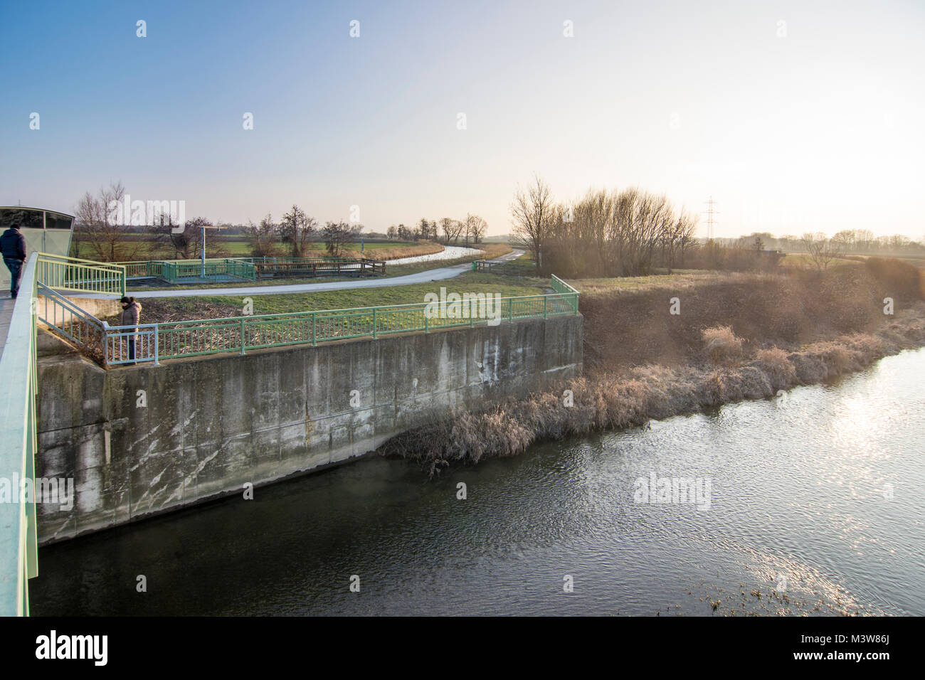 Achau: confluence of river Schwechat and Triesting, bridge, Wienerwald ...