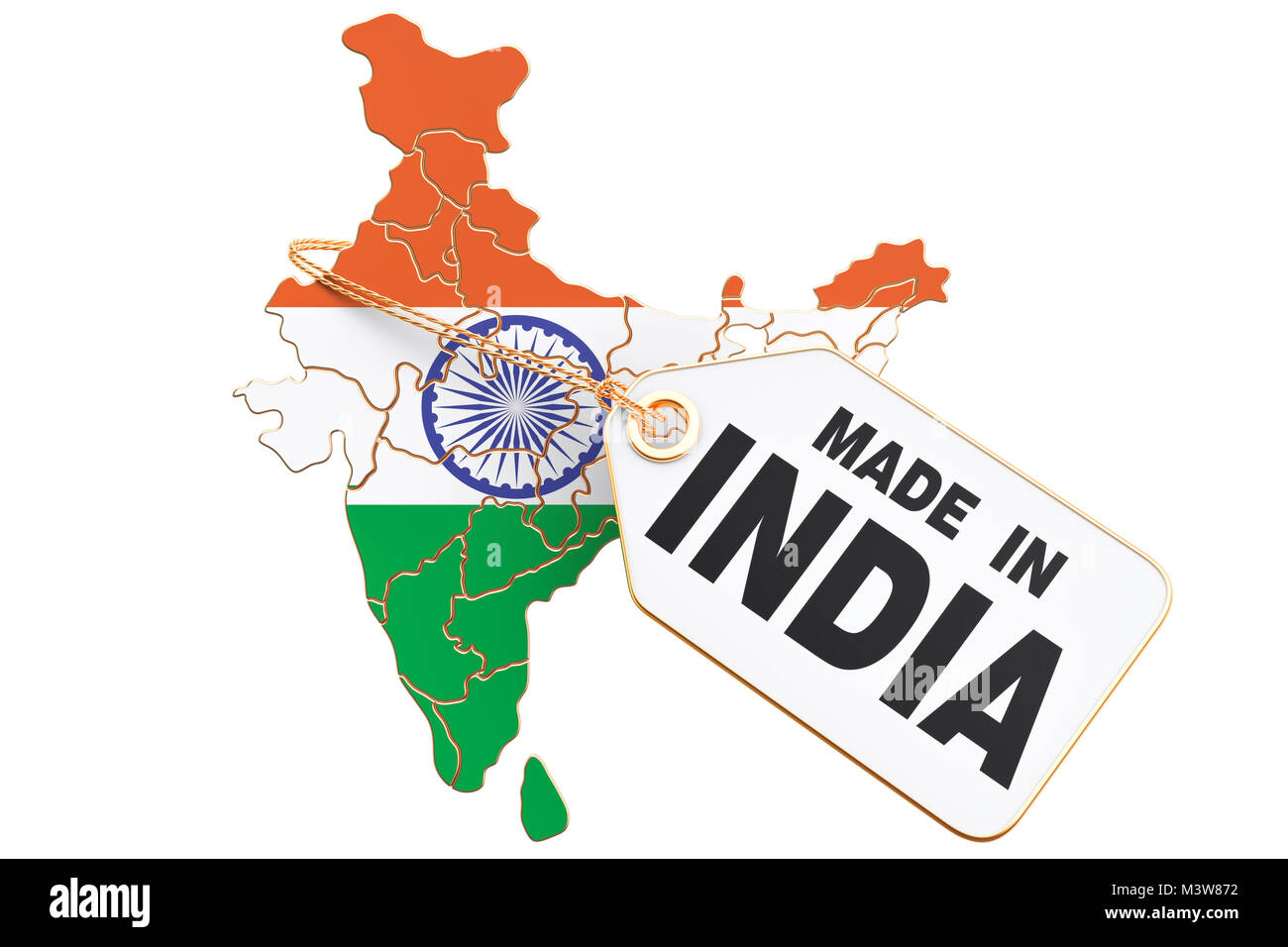 Made in India concept, 3D rendering isolated on white background Stock ...