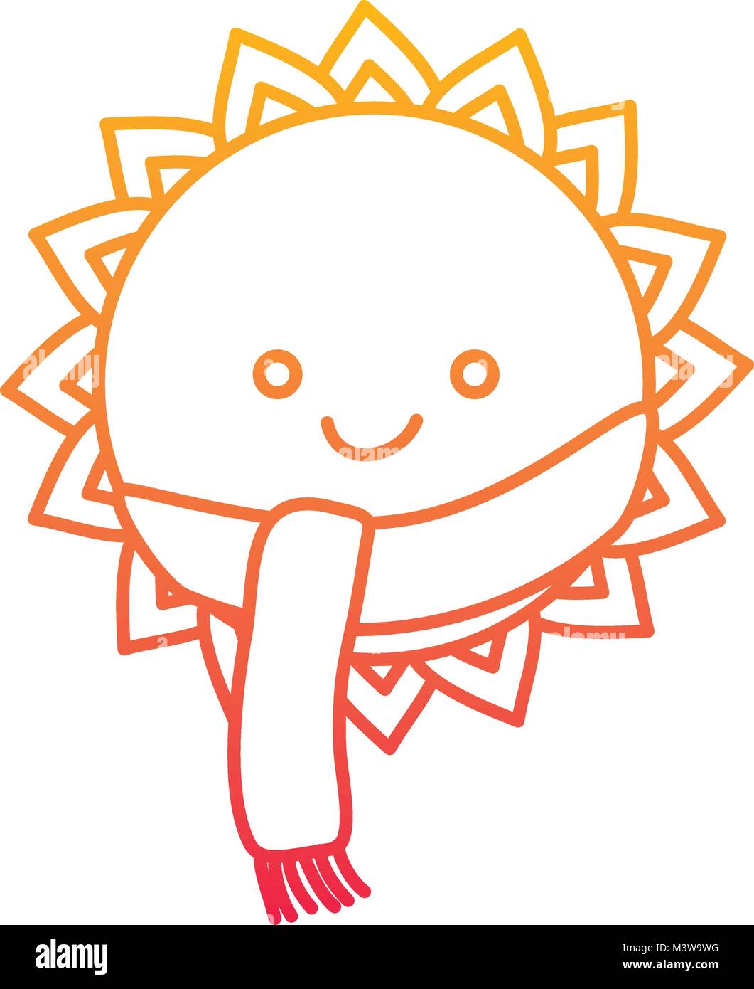 cute smiling sun cartoon character with scarf Stock Vector Image & Art ...