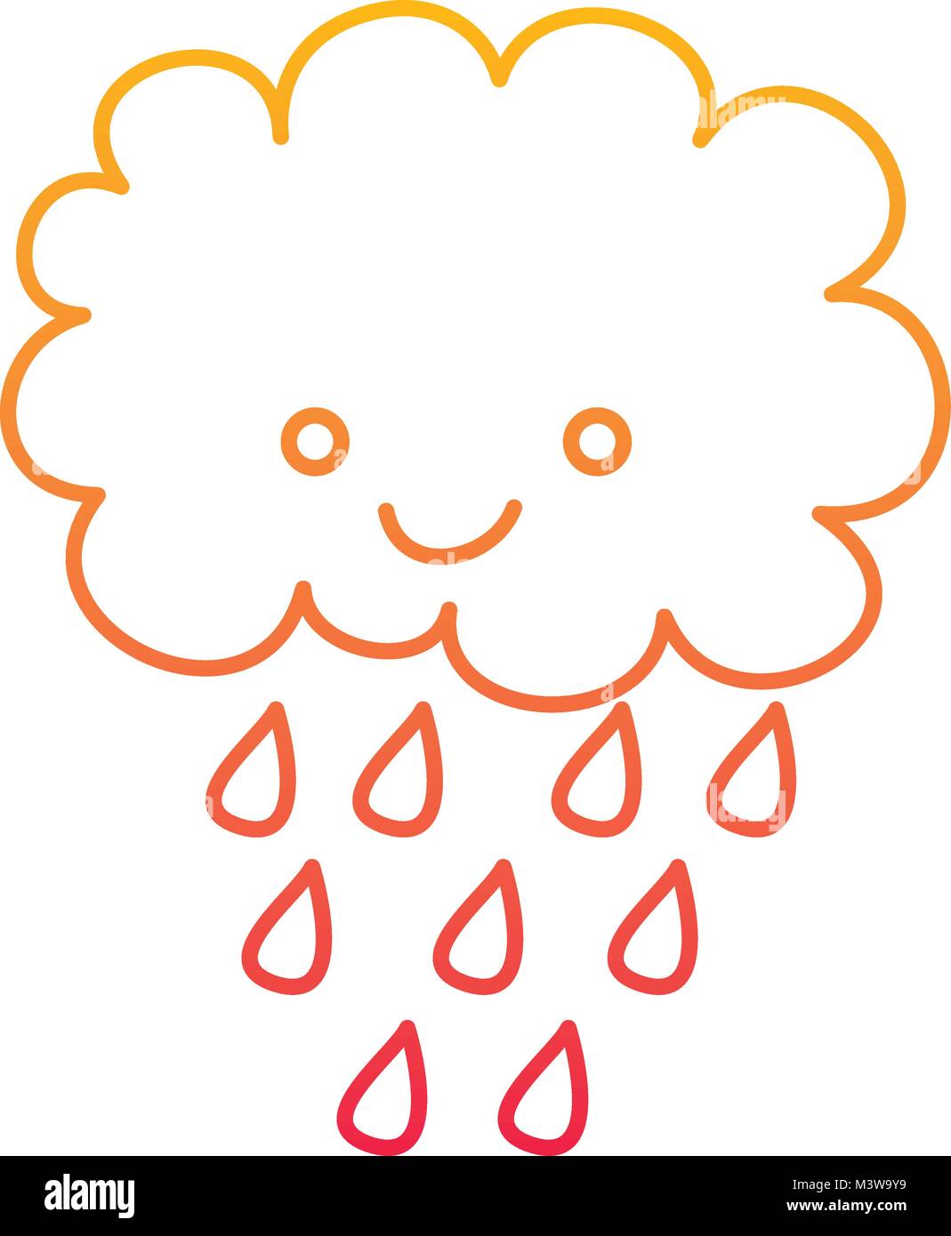cute cartoon happy cloud rain drops Stock Vector Image & Art - Alamy