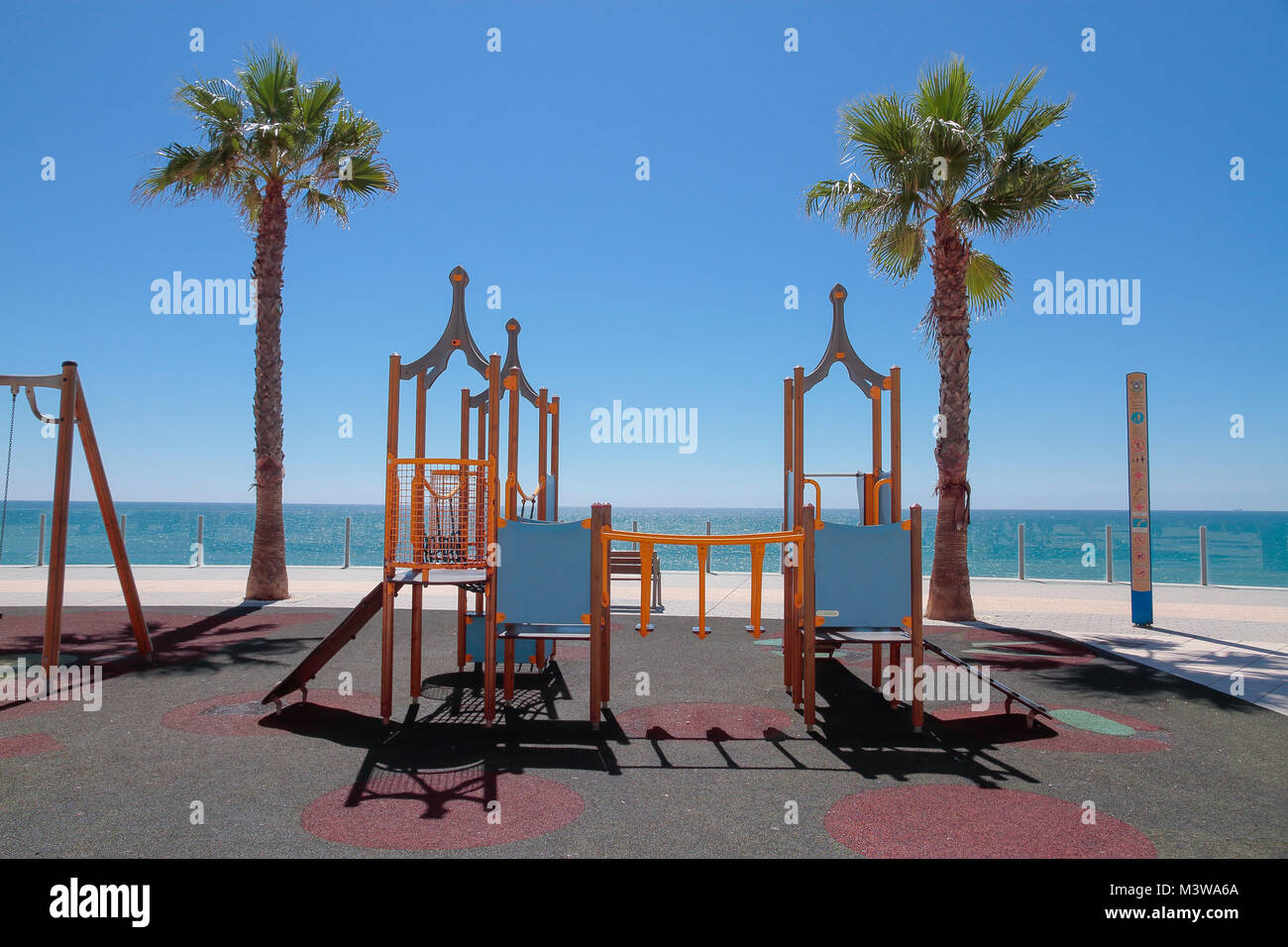 horizontal view of a kids playground in a viewpoint with sea views in ...