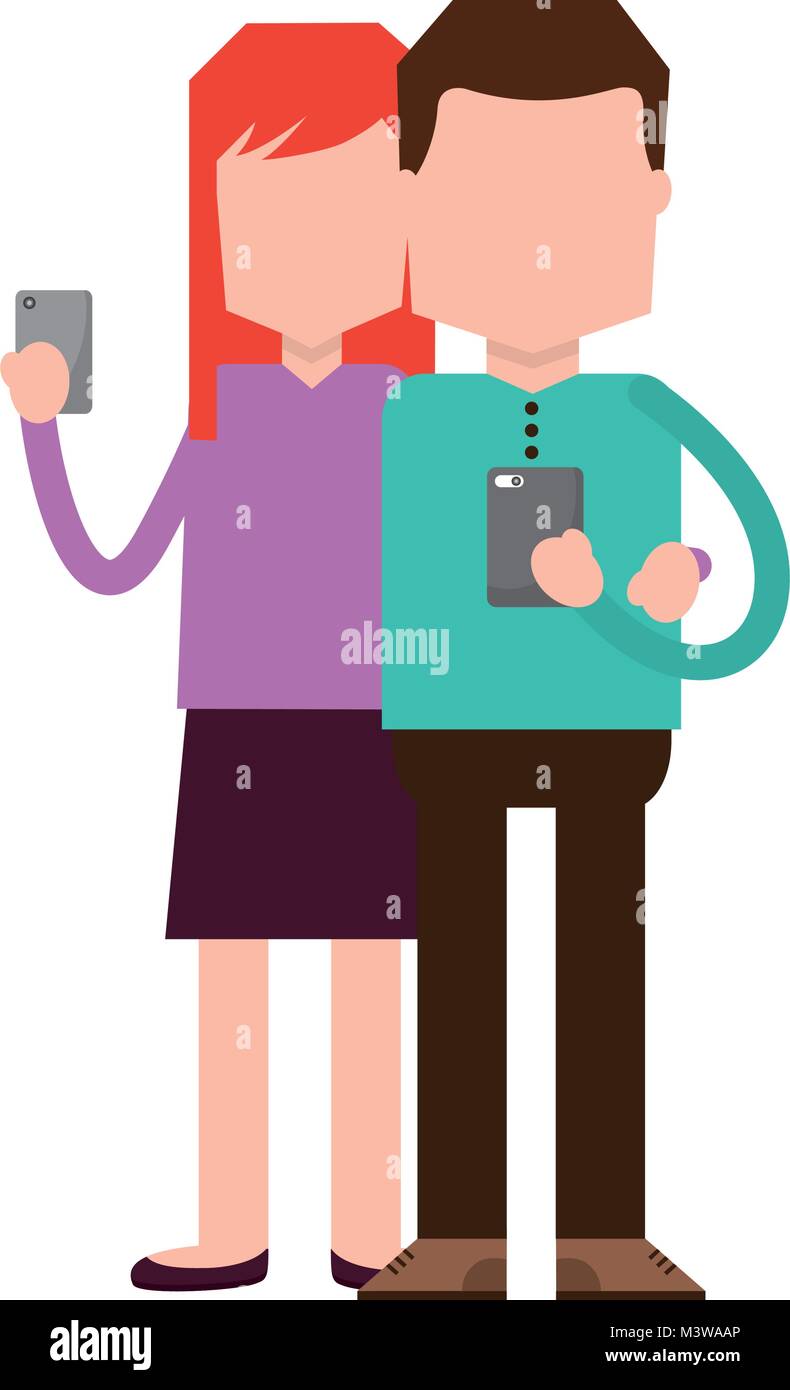 Woman And Man Holding Smartphone Stock Vector Image And Art Alamy