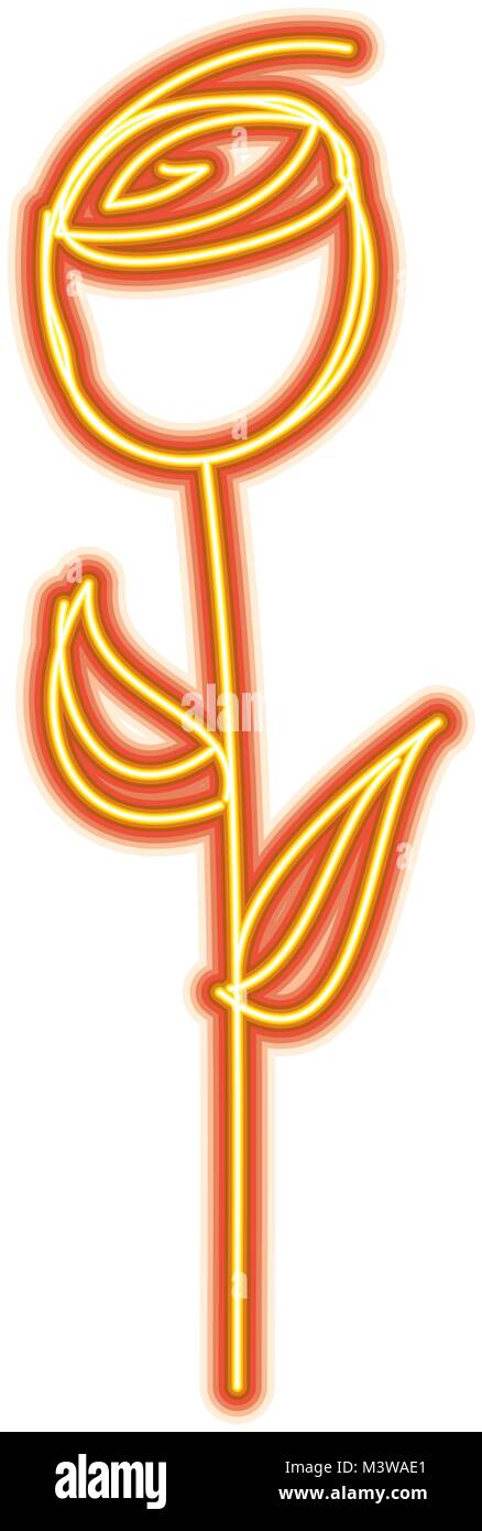 rose flower natural botanical stem leaves icon Stock Vector Image & Art ...