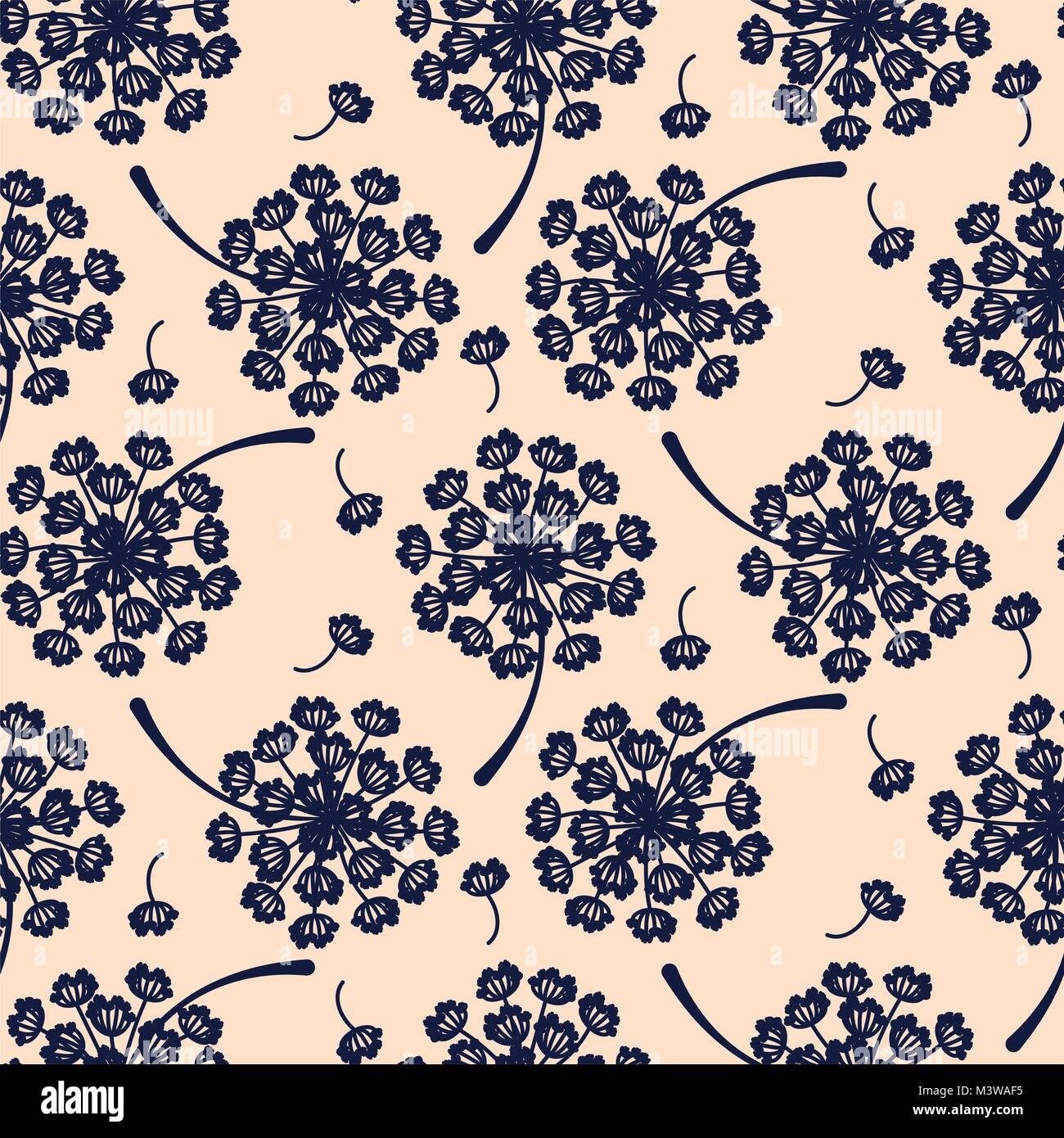 Elegant dandelion blue floral seamless vector pattern Stock Vector ...