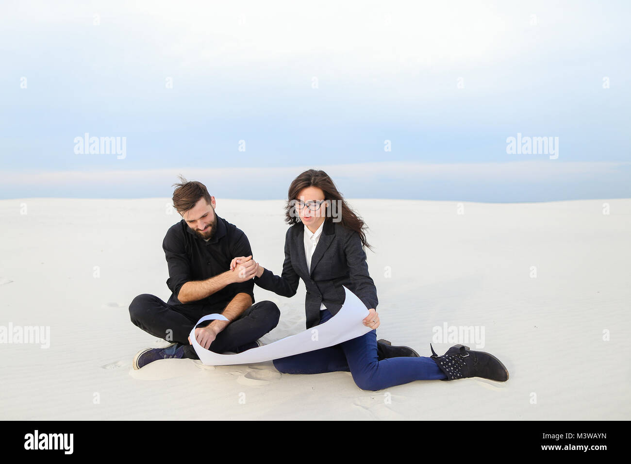 Economists brother and sister planning shopping center in dese Stock ...